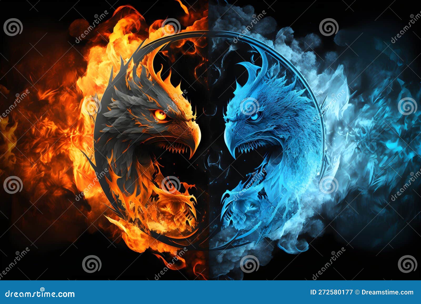 Concept of Fighting Ice and Fire Stock Illustration - Illustration of ...