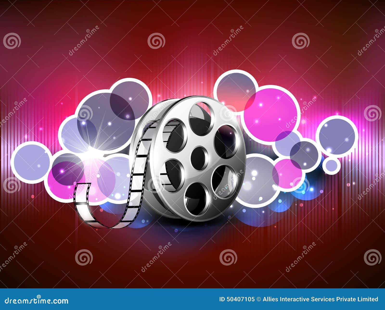 Concept of film reel. stock illustration. Illustration of film - 50407105