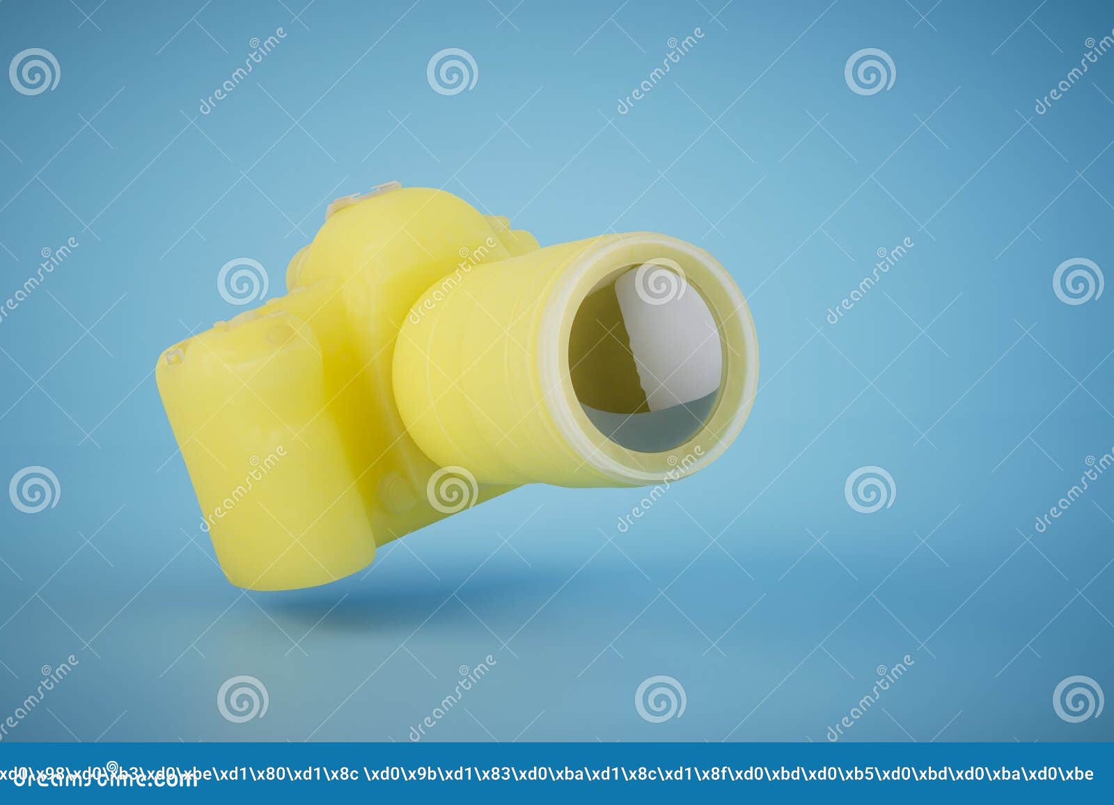 The Concept of Filming on Camera. Yellow Camera on a Blue Background ...