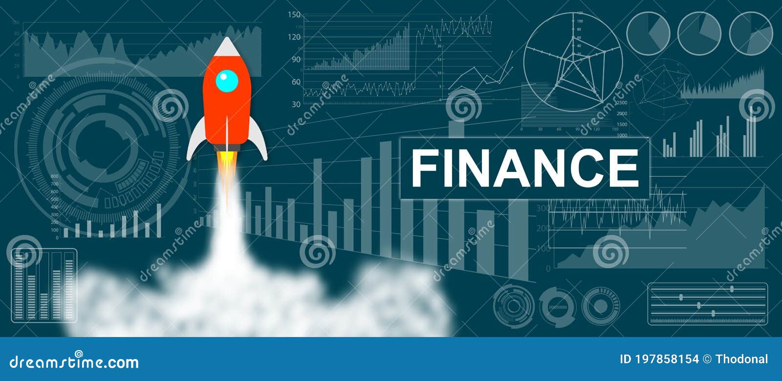 Concept of Finance with a Rocket Launch on Charts Background Stock ...