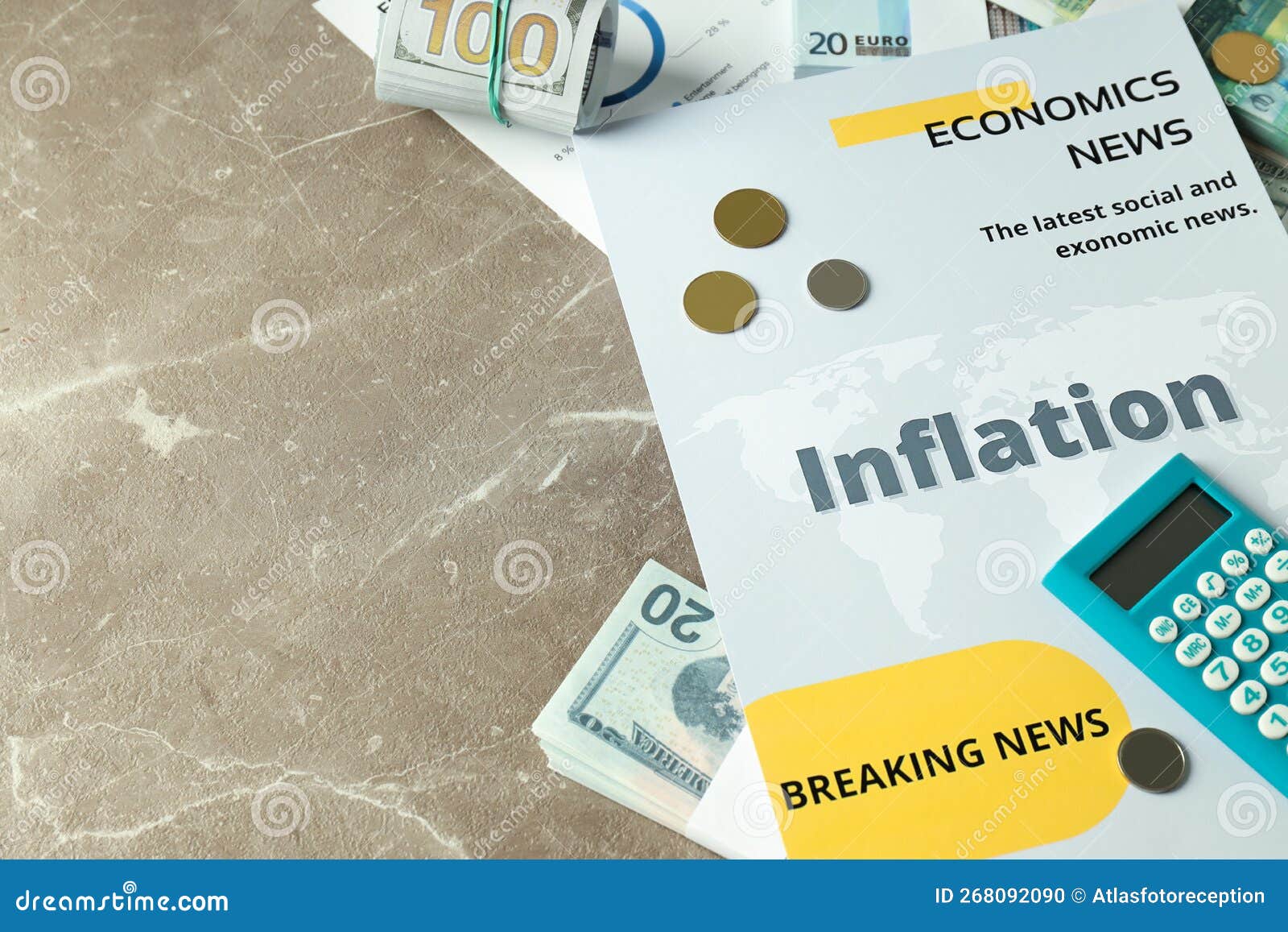 Concept of Financial, Economic Problems and Inflation, Space for Text ...