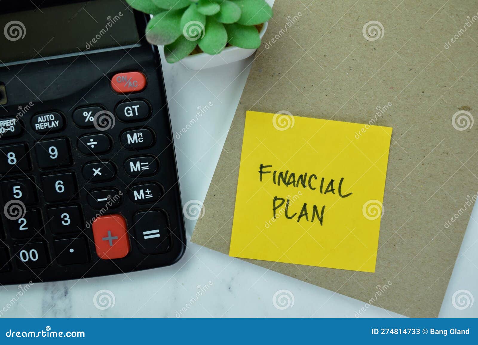 Concept of Financial Plan Write on Book Isolated on Wooden Table Stock ...