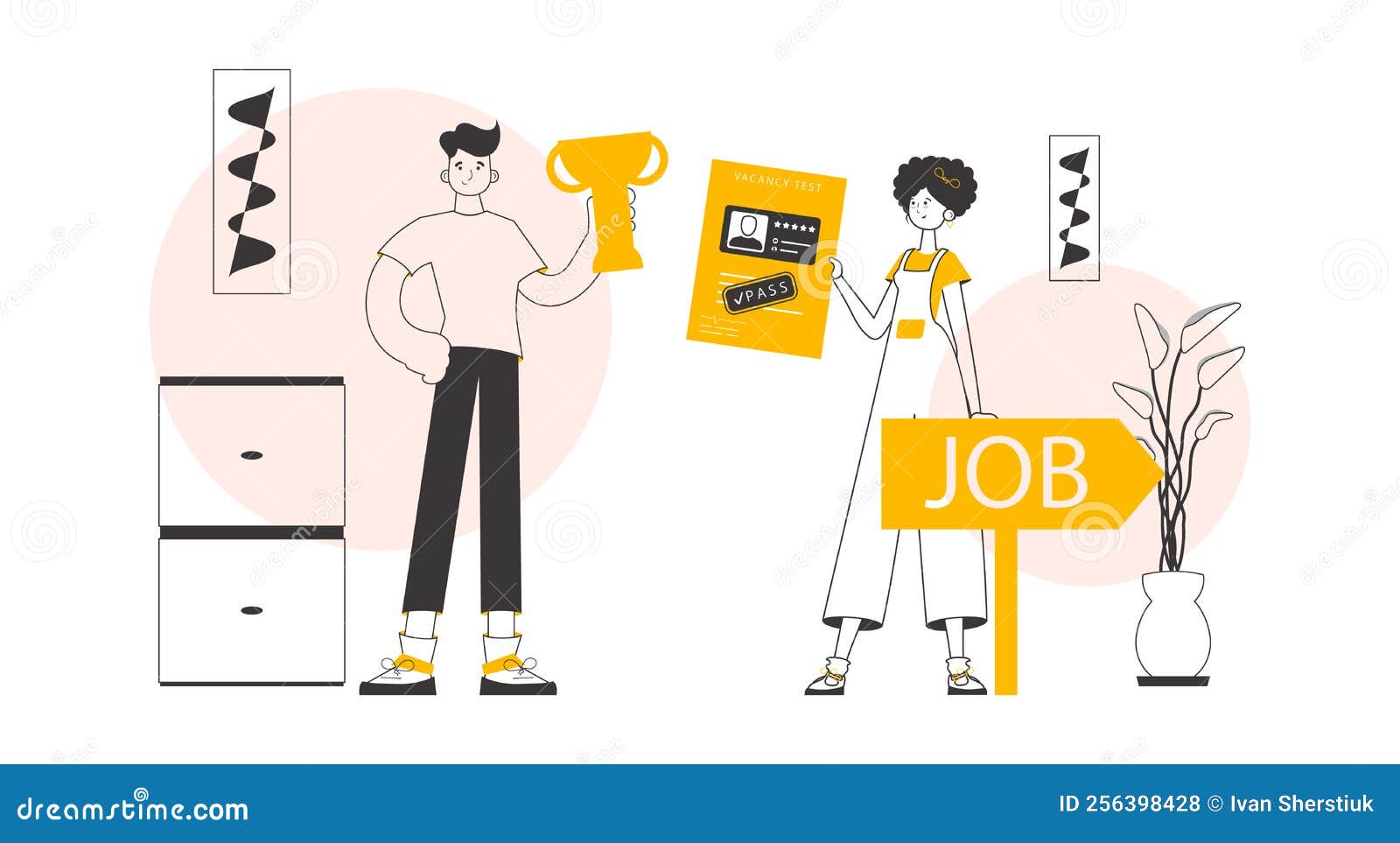 The Concept of Finding Employees. Linear Trendy Style. Vector. Stock ...