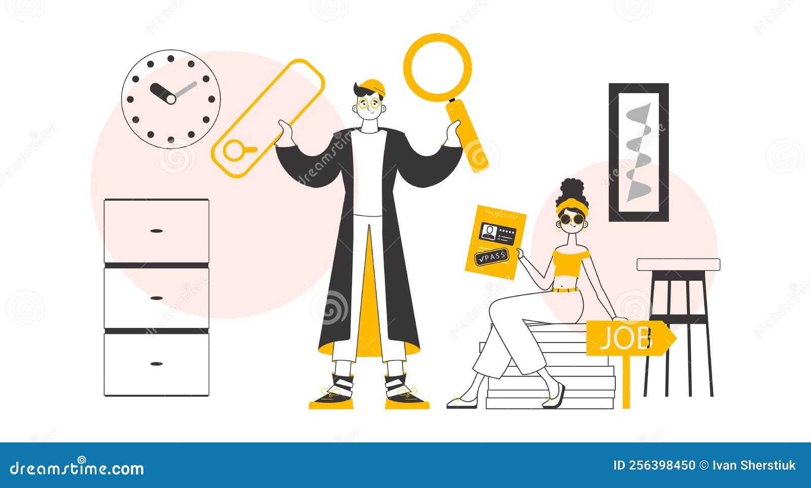 The Concept of Finding Employees. Minimalistic Linear Style. Vector ...