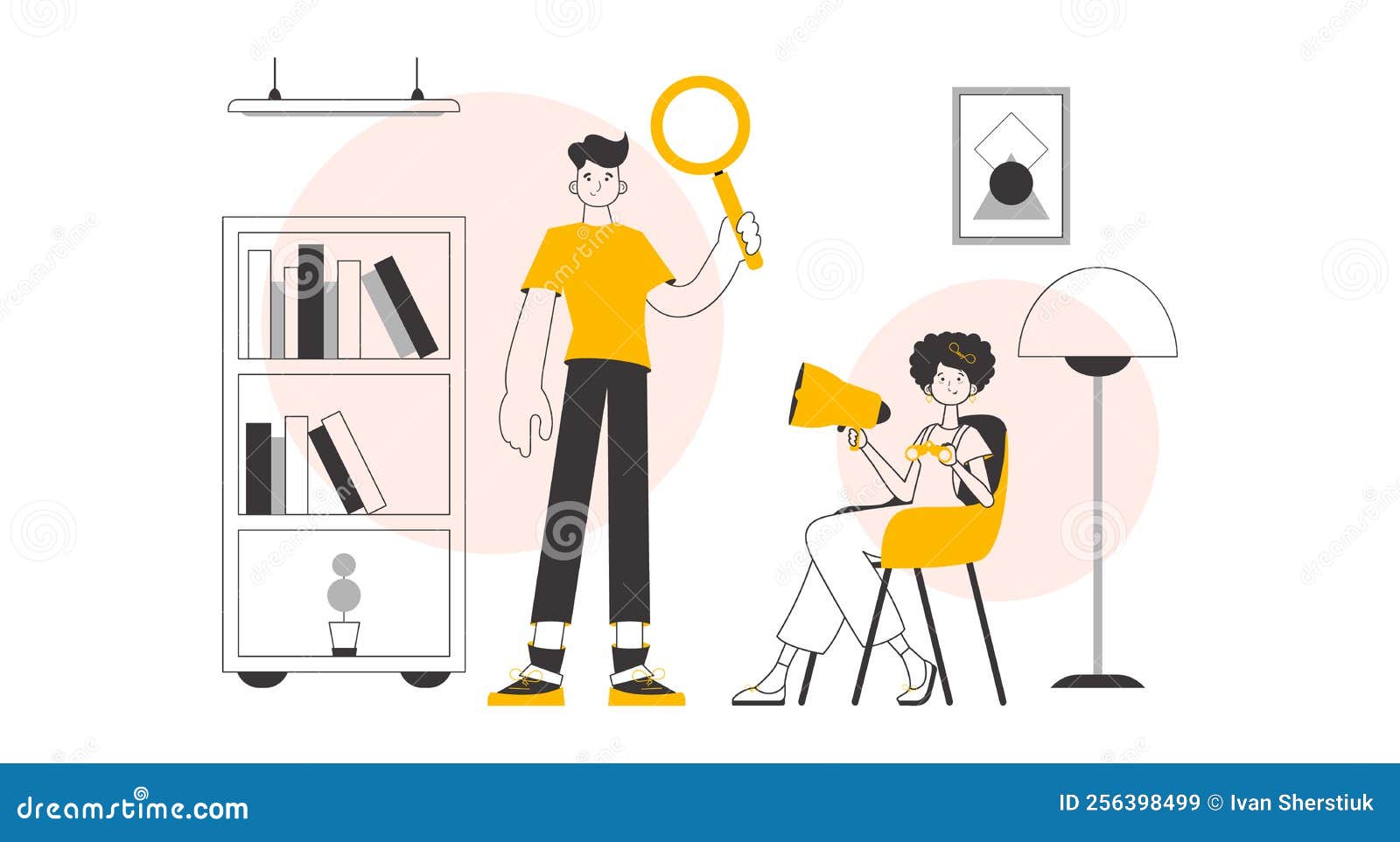 The Concept of Finding Employees for Work. Modern Linear Style. Vector ...