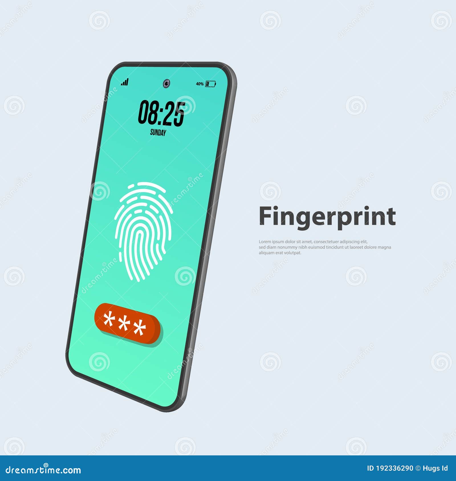 Concept of Fingerprint Sensor on Phone.Access To Data. Fingerprint on ...