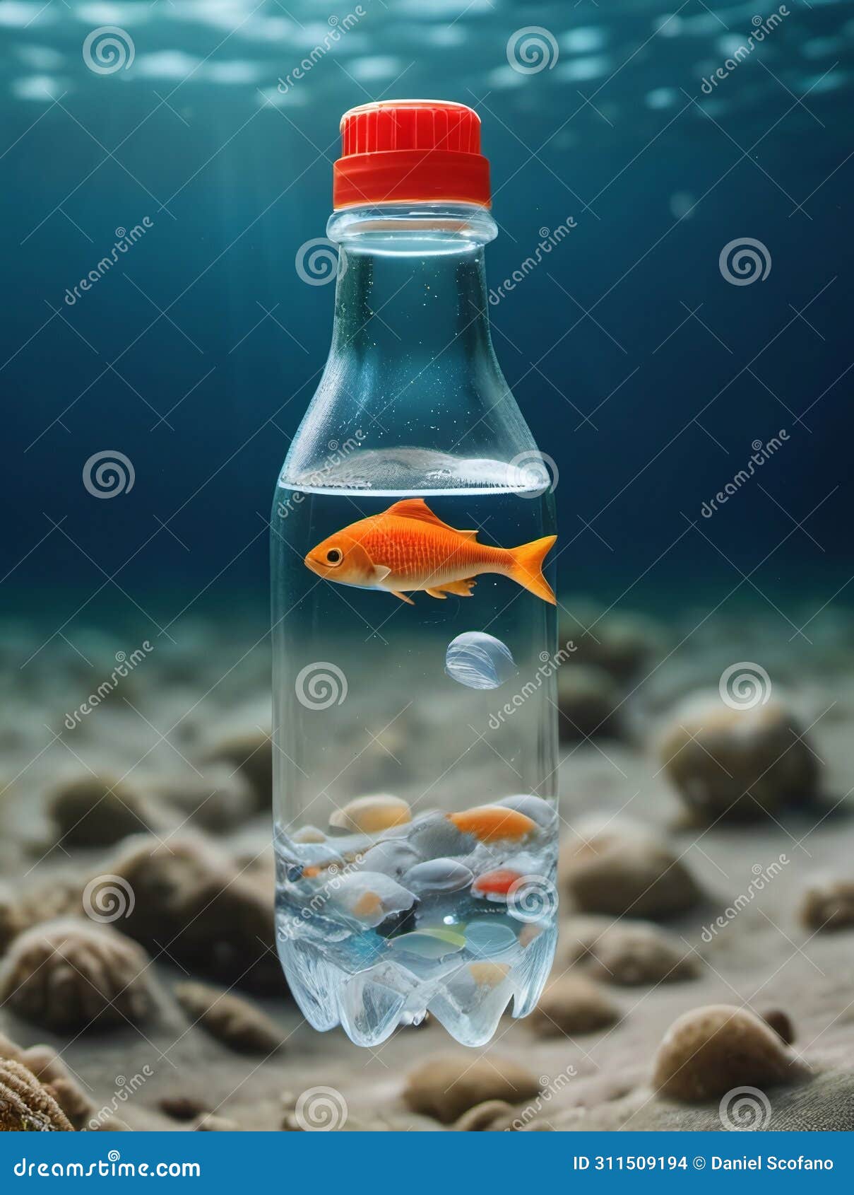 Fish Plastic Bottle Shape Floating Underwater, Marine Plastic Pollution ...