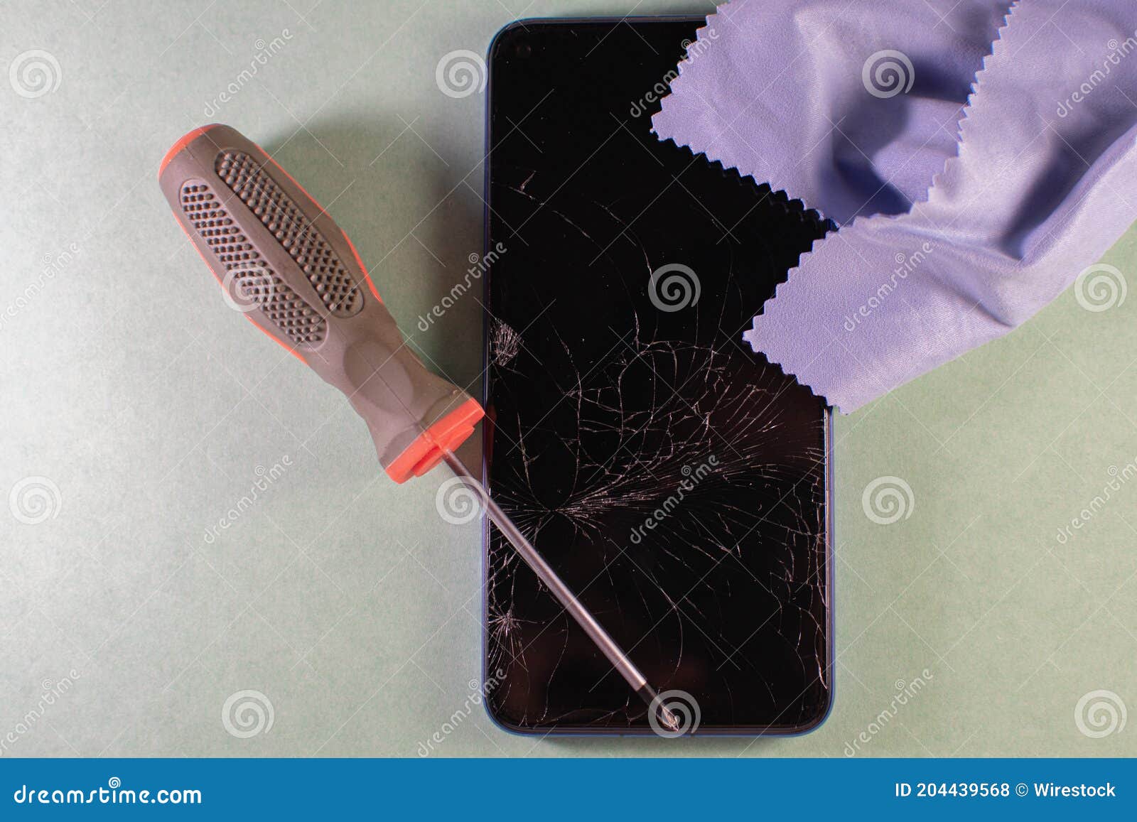 Broken Mobile Phone (crashed Screen) Under Repair with Selective Focus ...