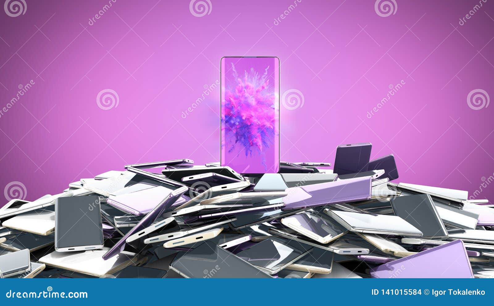 Concept of Flagman Model Modern Full Screen Smart Phones Random Color ...