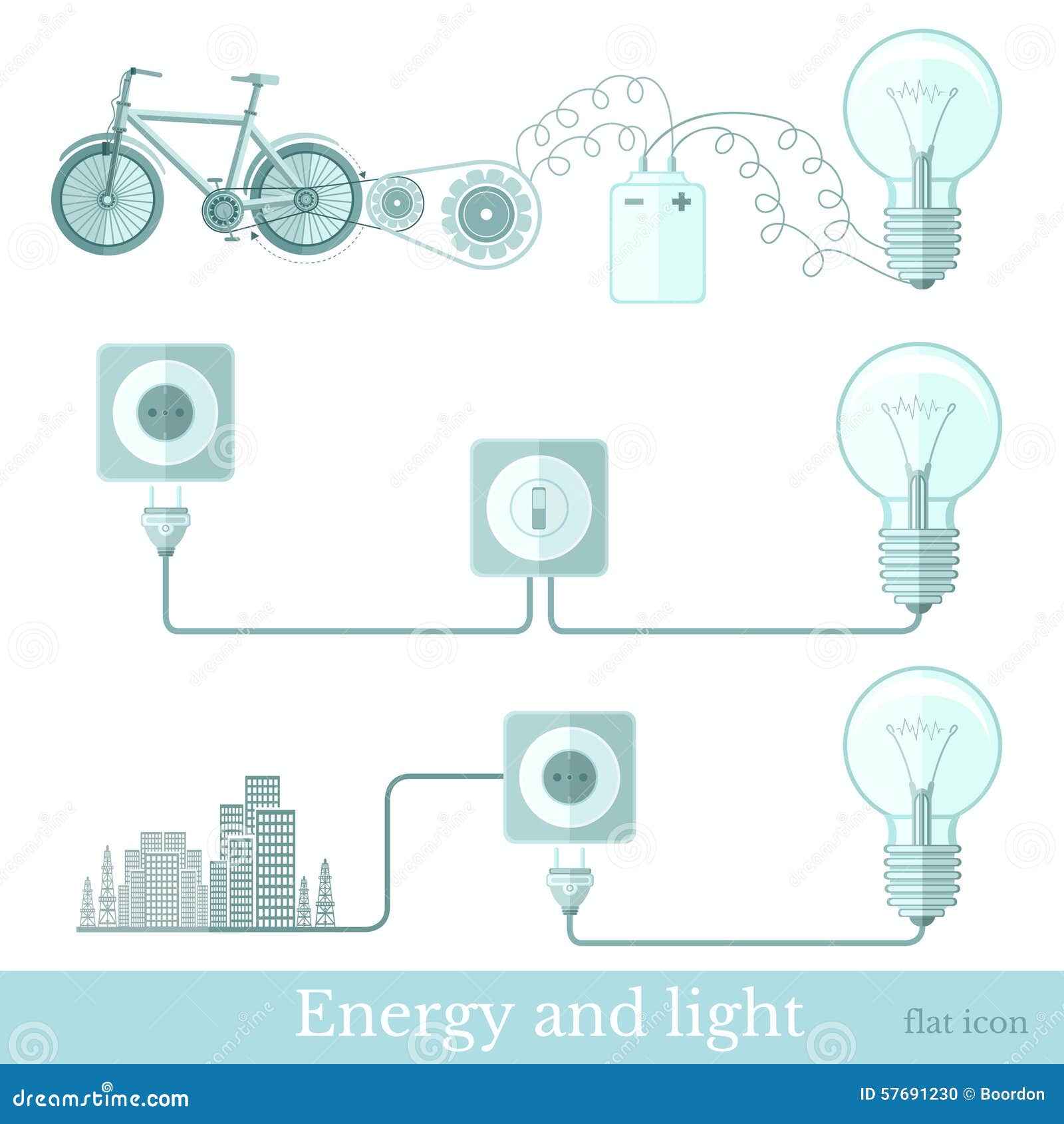 Concept Flat Energy Light Schematic Stock Vector - Illustration of plug ...