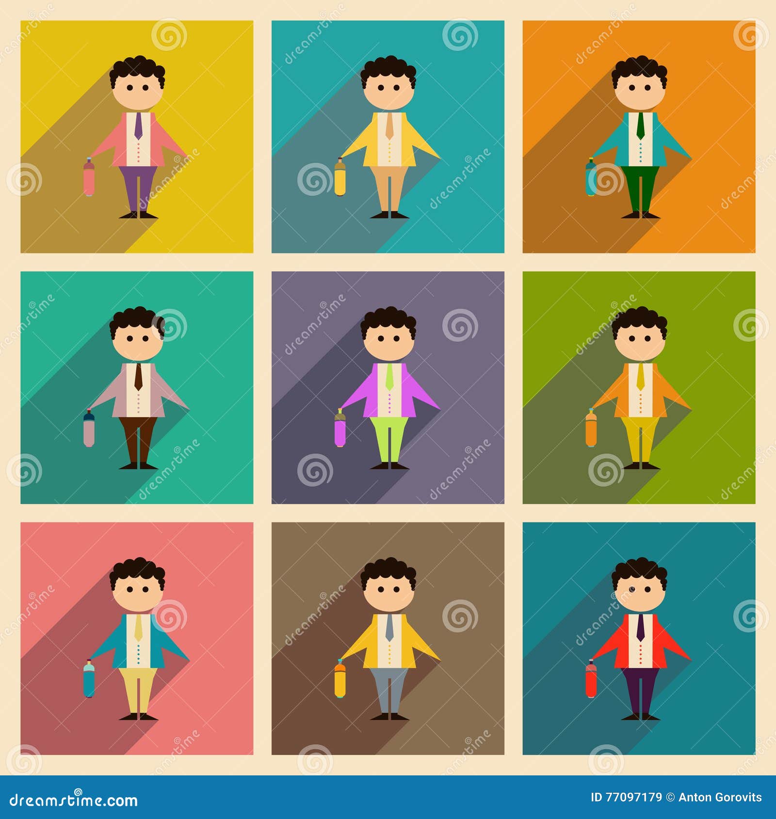 Concept of Flat Icons with Long Shadow Businessman Stock Vector ...