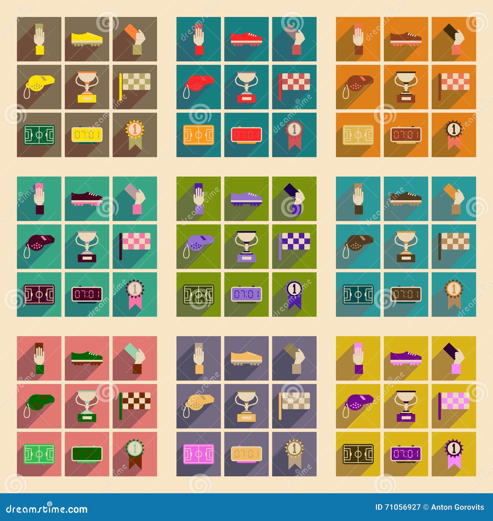 Concept of Flat Icons with Long Shadow Football Stock Vector ...