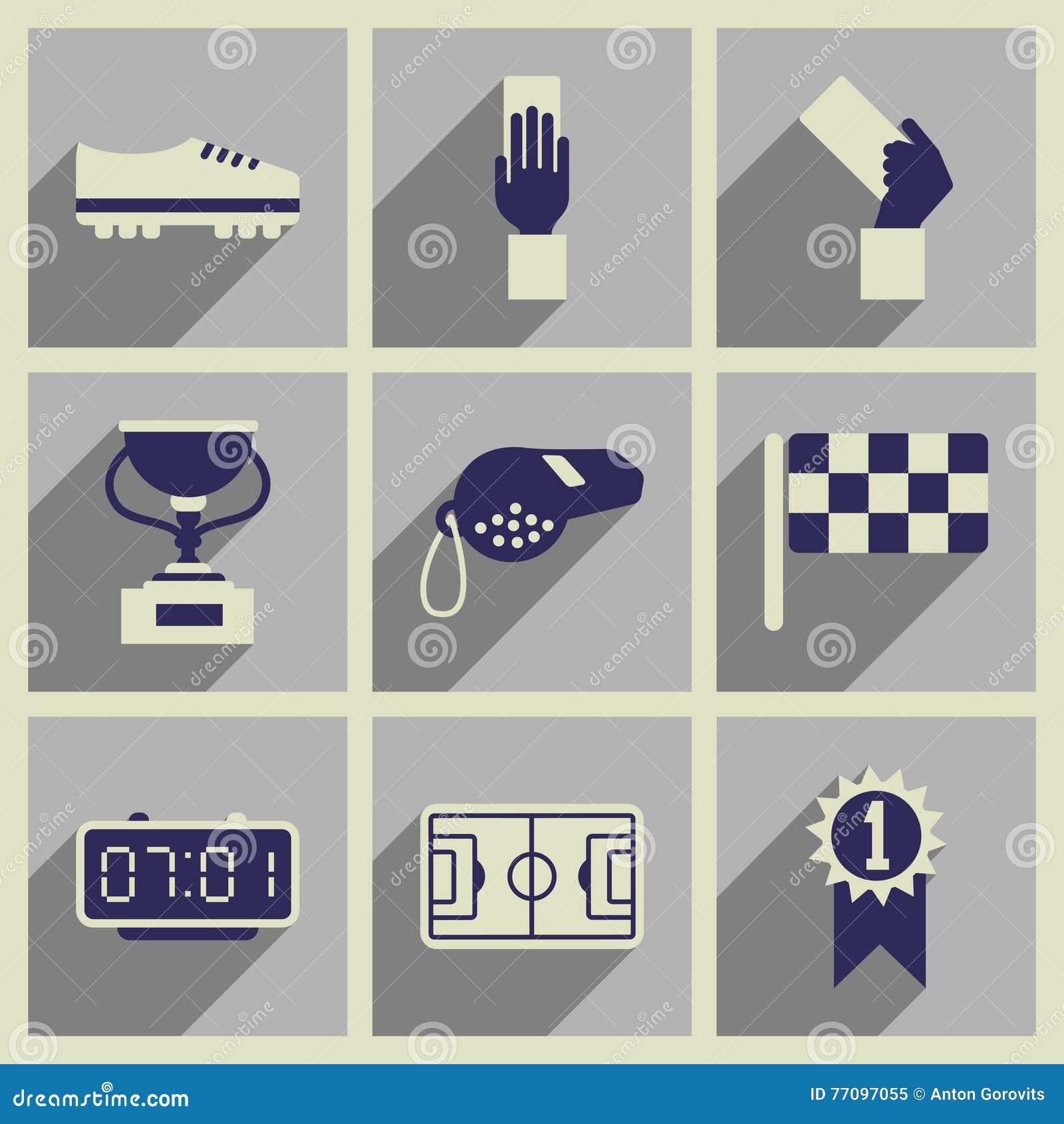 Concept of Flat Icons with Long Shadow Football Stock Vector ...