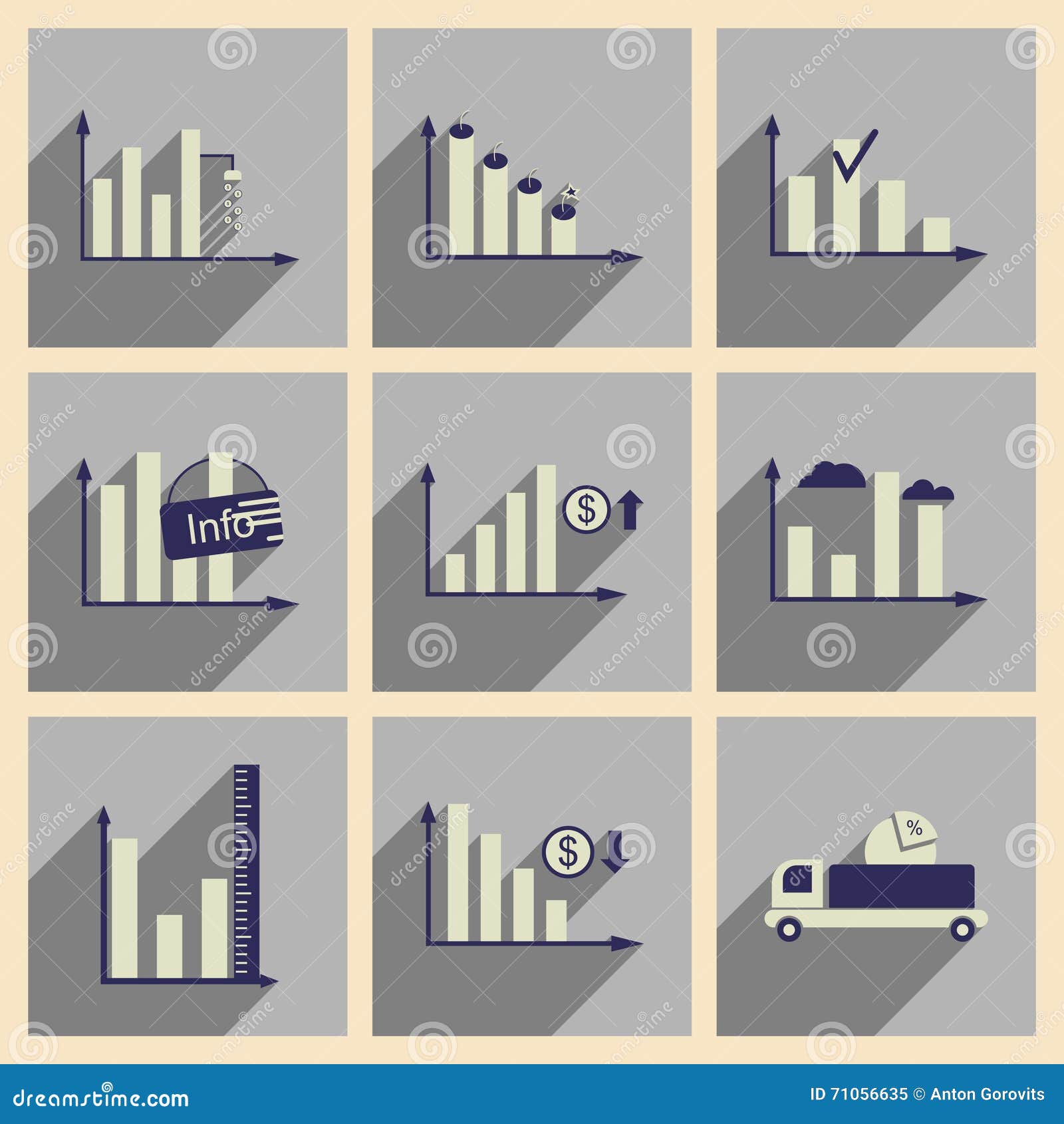 Concept of Flat Icons with Long Shadow Graphics Stock Vector ...
