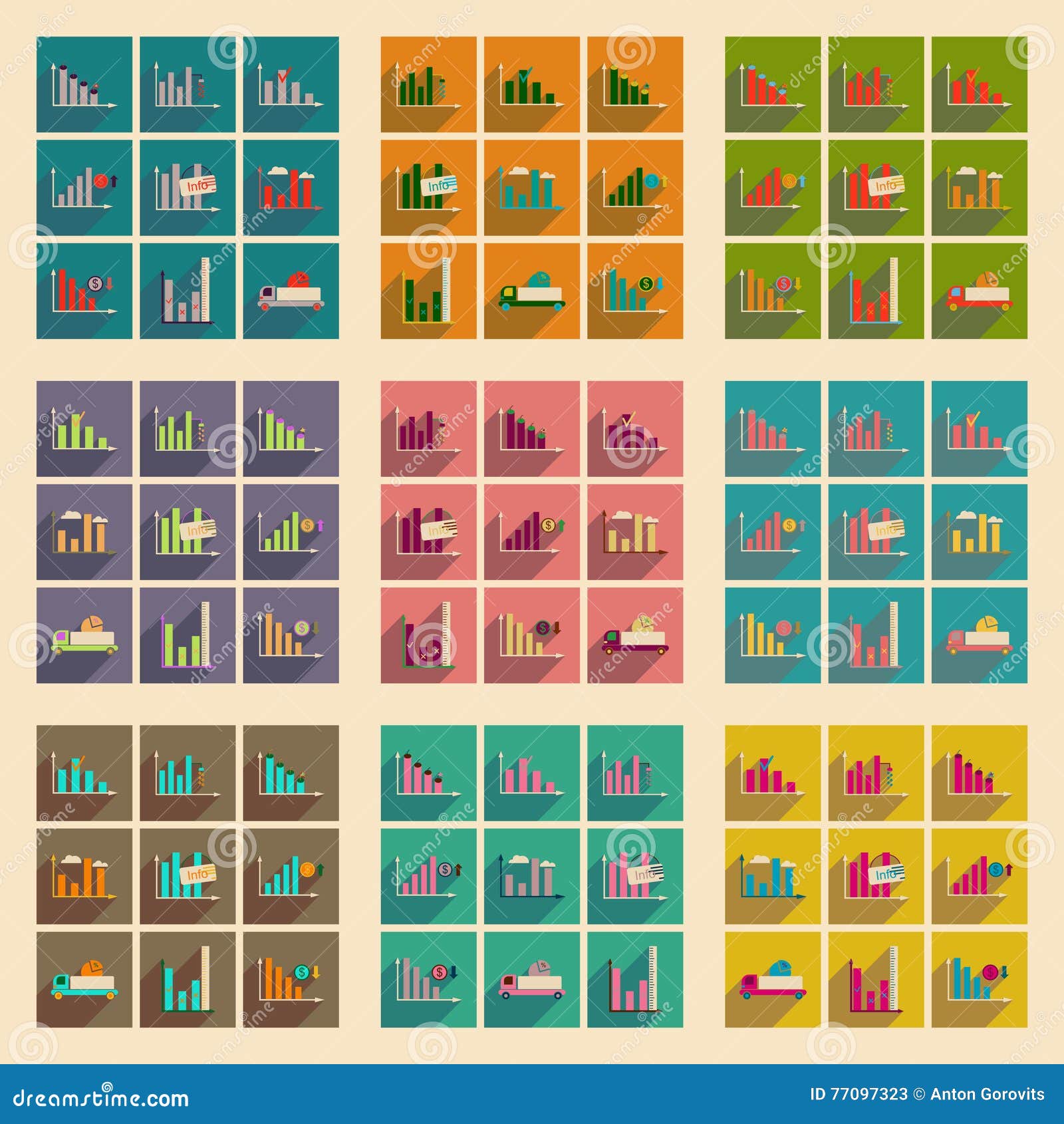 Concept of Flat Icons with Long Shadow Graphics Stock Vector ...