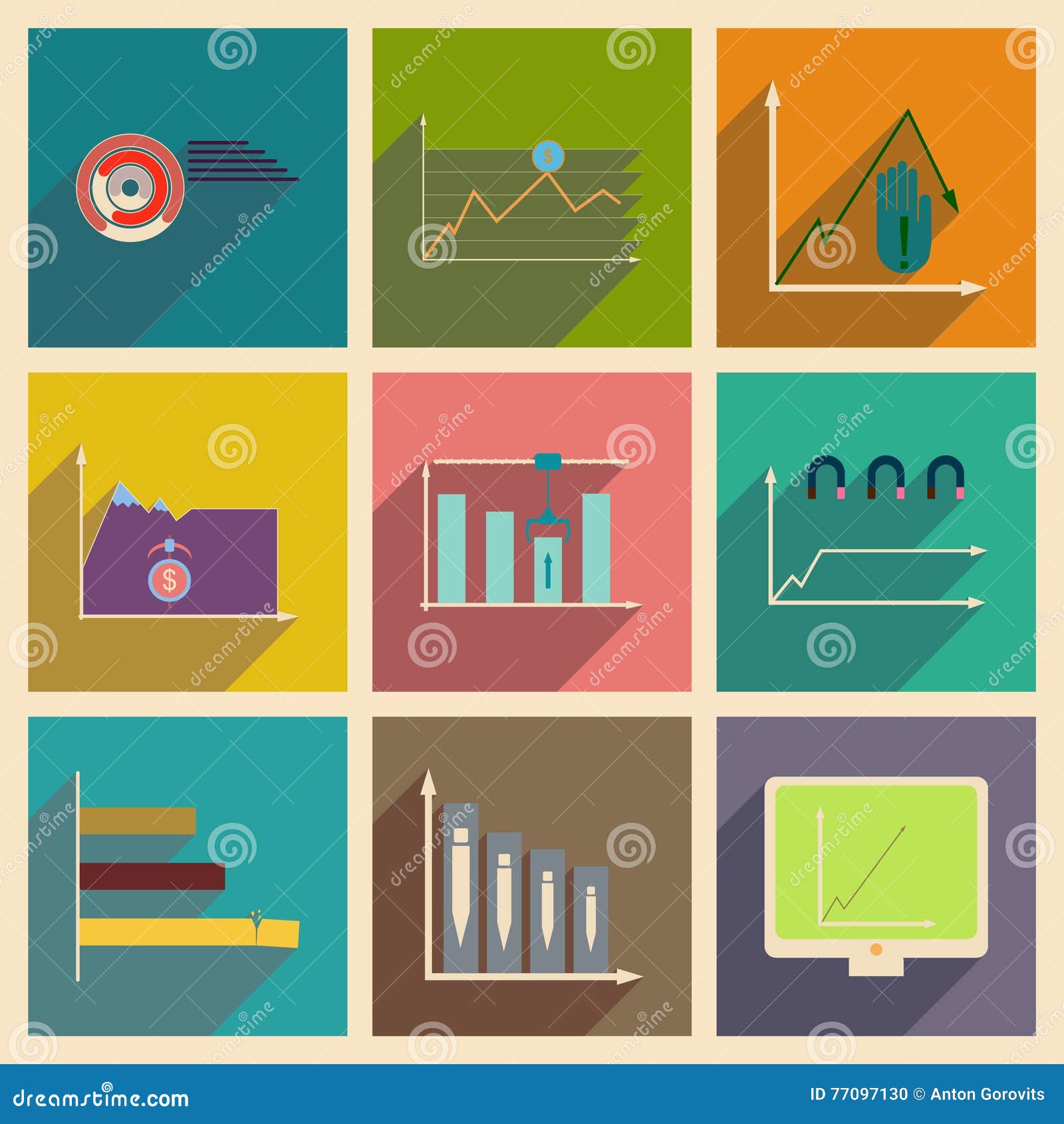 Concept of Flat Icons with Long Shadow Infographics Stock Vector ...