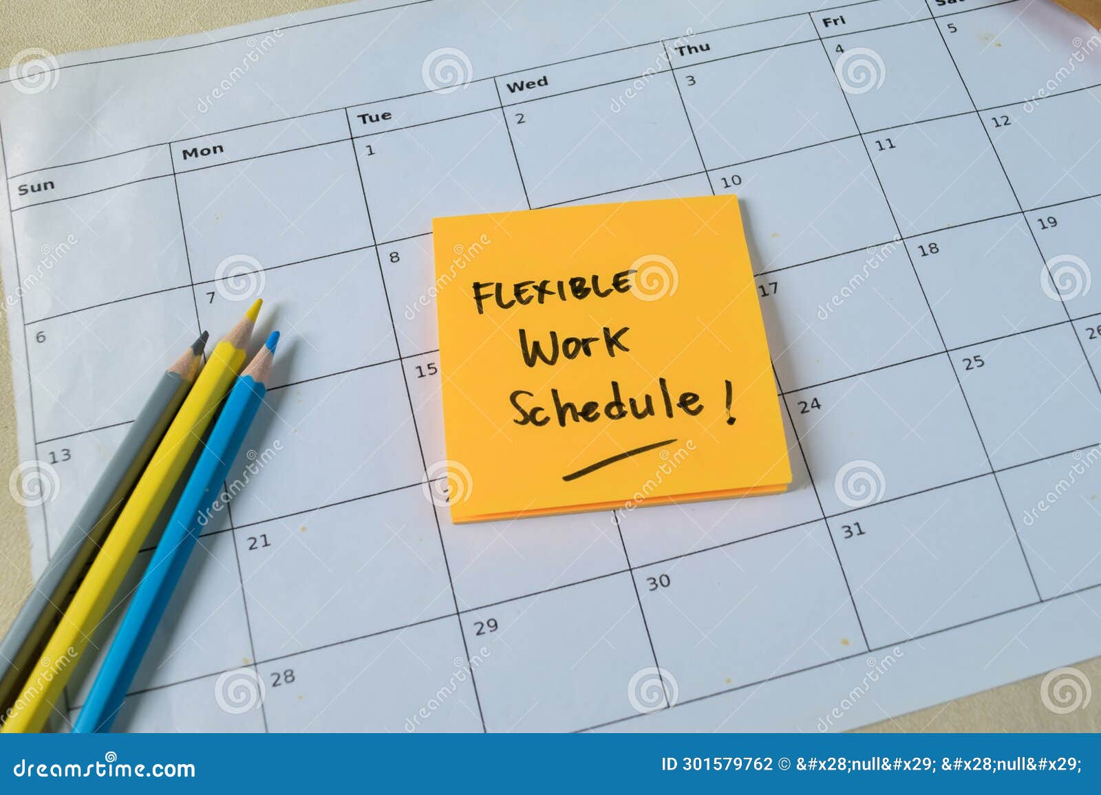 Concept of Flexible Work Schedule Write on Sticky Notes Isolated on ...