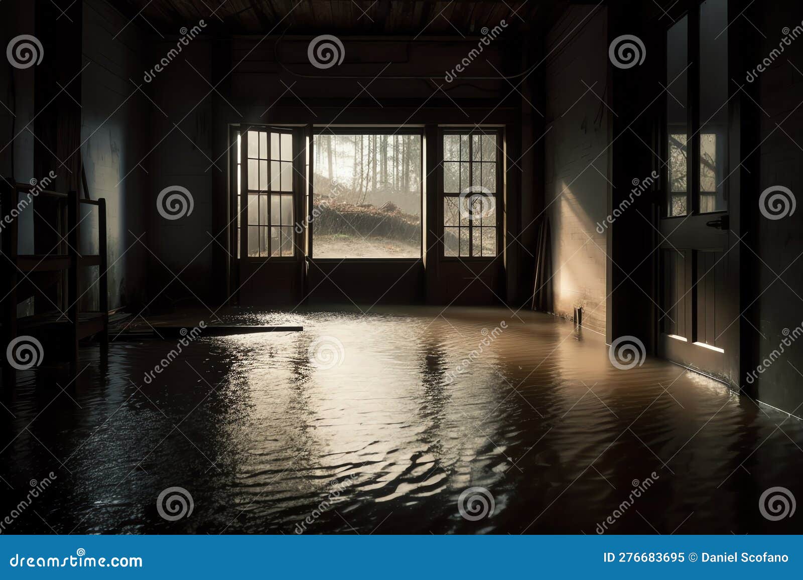 Flood. Generative AI stock illustration. Illustration of light - 276683695