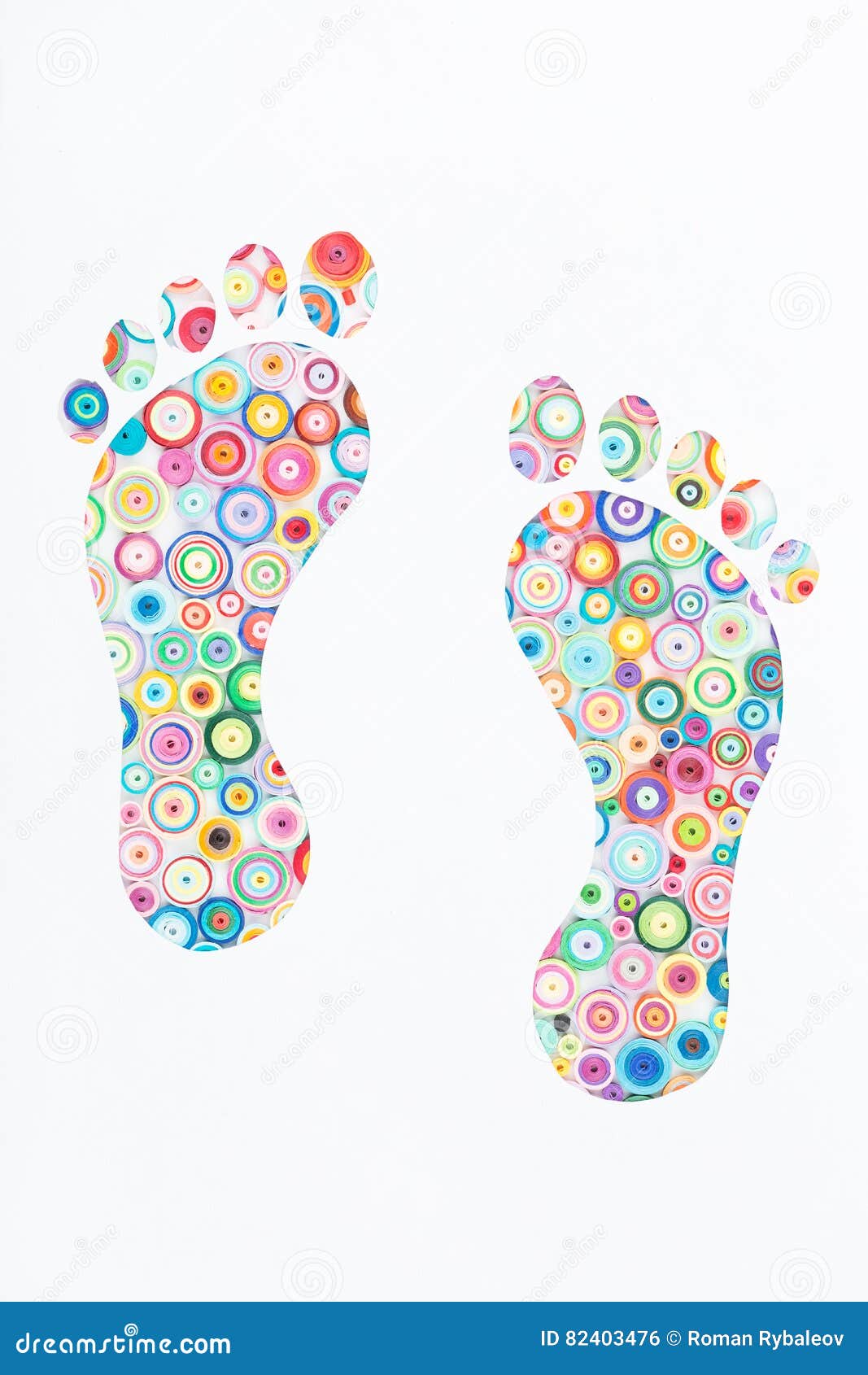 Concept of Footprints on Colorful Paper Made with Quilling Technique on ...
