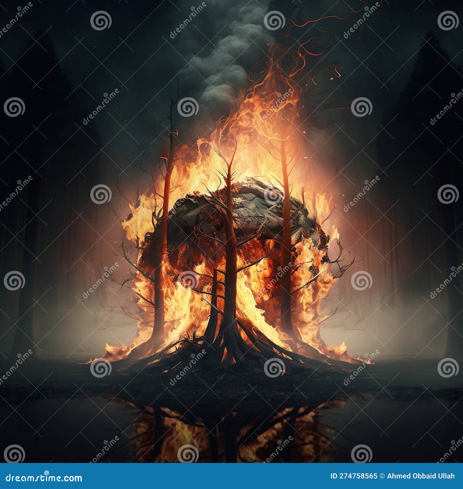 The Concept of a Forest Fire Involves a Tree Burning in the Midst of ...