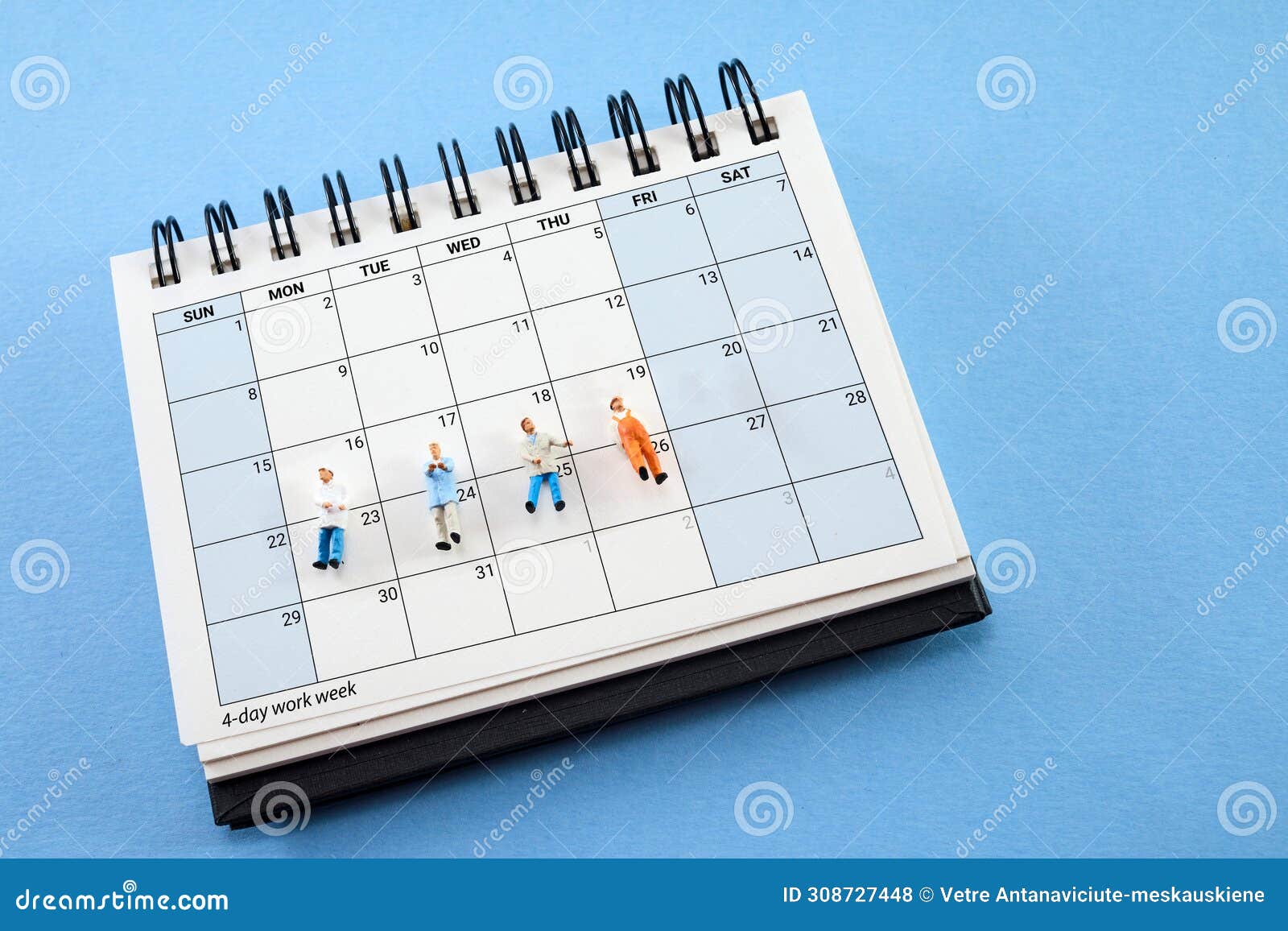Concept of Four-day Work Week. Printed Calendar for a 4 Day Working ...