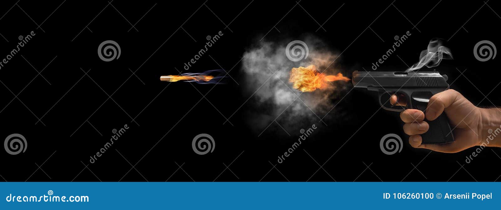 Concept of Freezing Shot of a Gun on a Dark Background Stock Photo ...