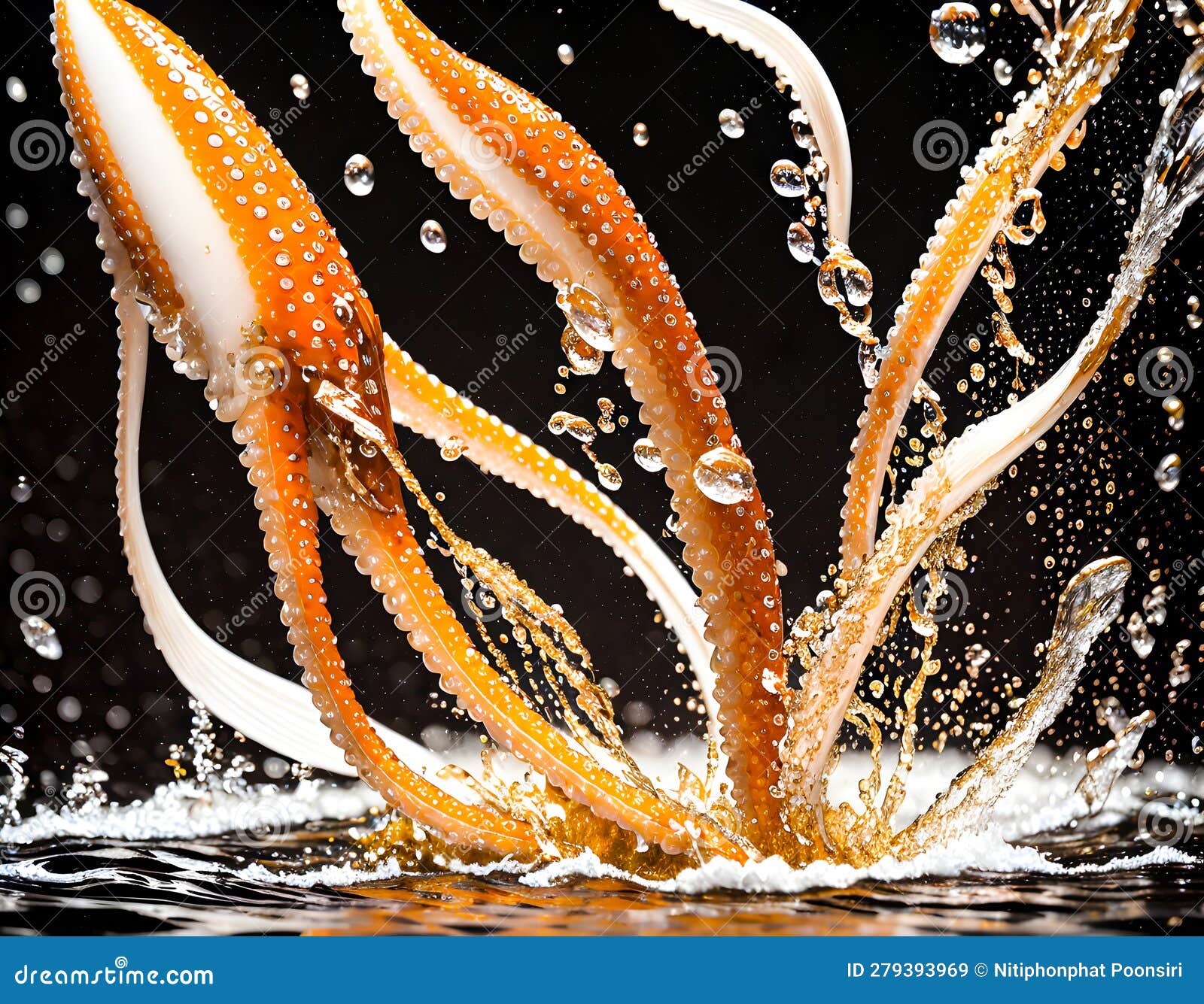 The Concept of Fresh Octopus from the Ocean. Explosion Splash Full ...