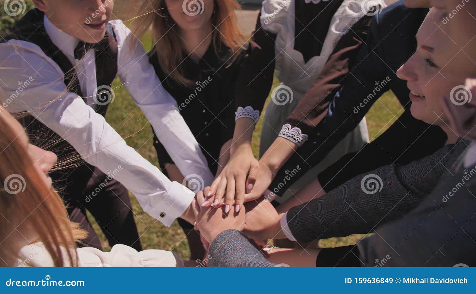 The Concept of Friendly Friends and Teamwork. Cheerful Friends Join ...