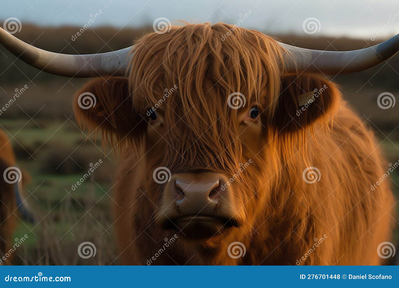 Front View of a Highland Cow. Generative AI Stock Illustration ...