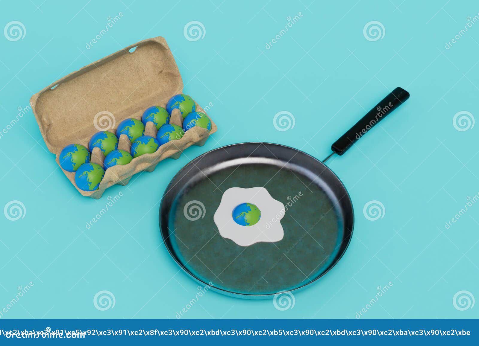 The Concept of Frying Eggs in the Form of a Planet. Scrambled Eggs in a ...