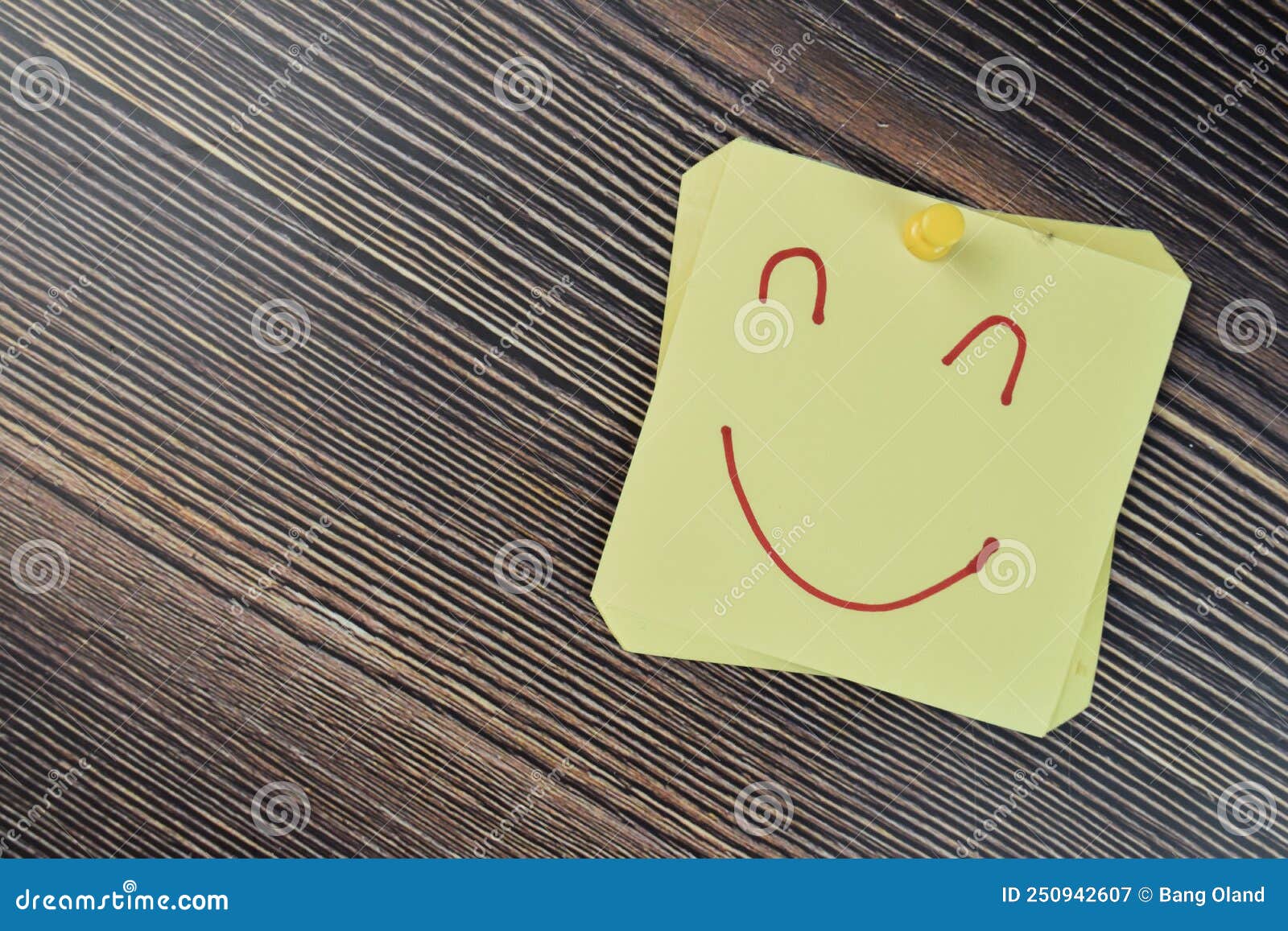 Concept of Funny Smiley Face Write on Sticky Notes Isolated on Wooden ...