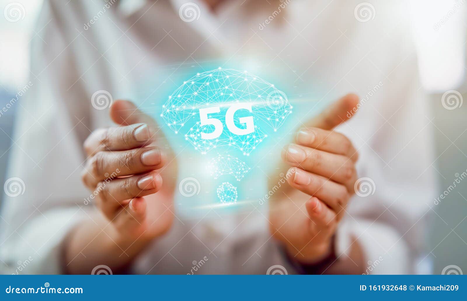 Concept of Future Technology 5G Network, Hands Holding High-speed New ...