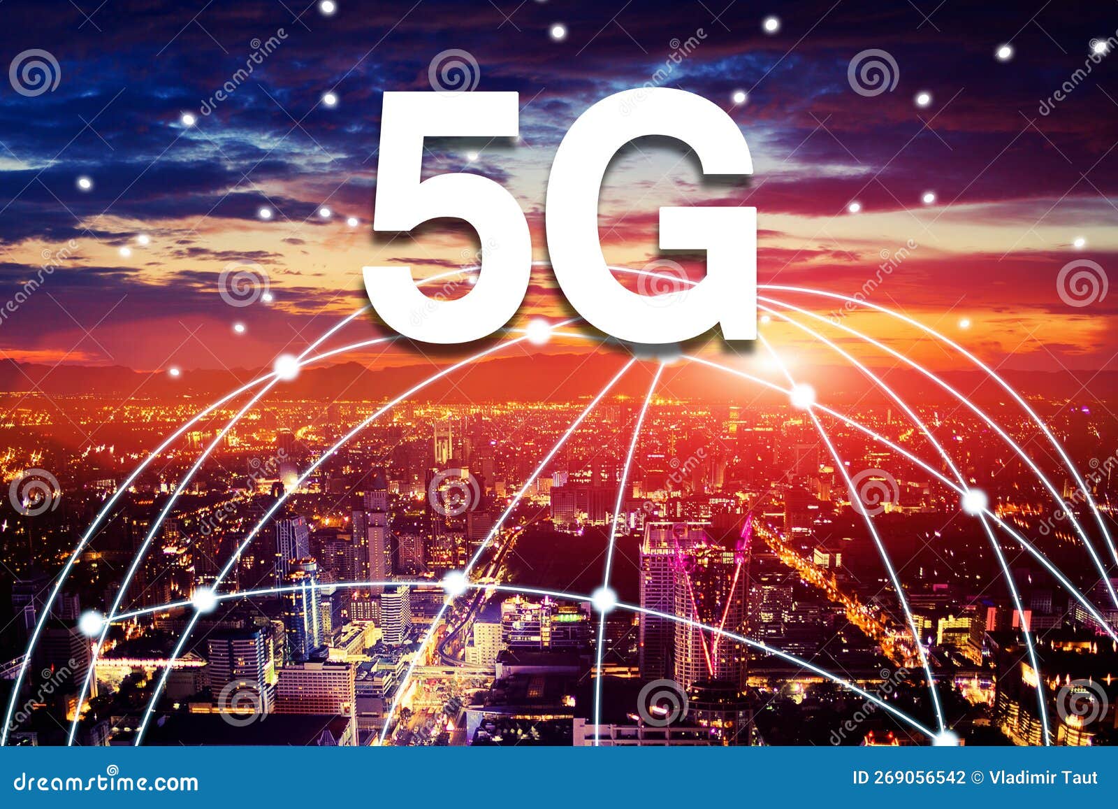 Concept of Future Technology 5G Network Systems and Internet. 3d ...