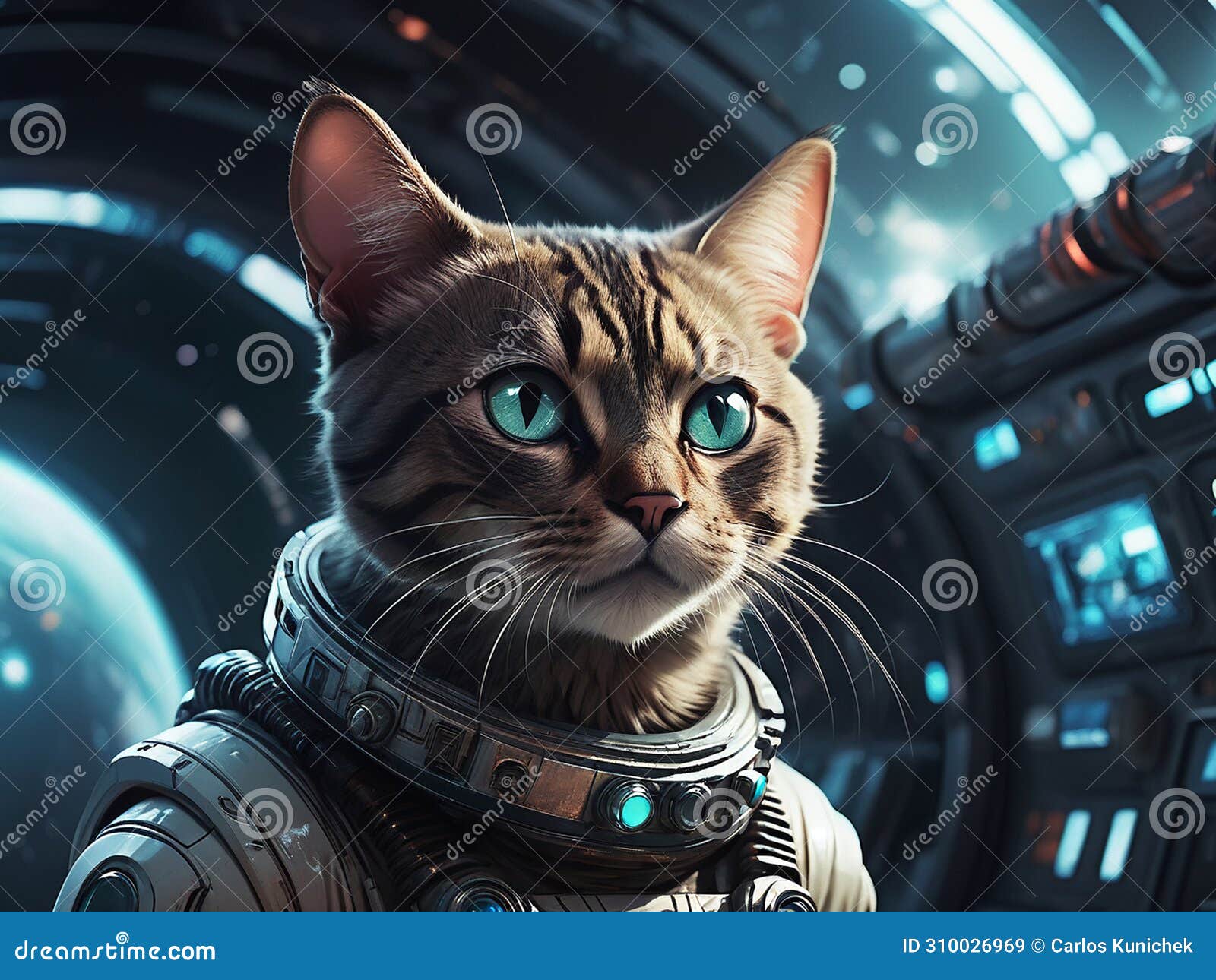 Concept Futuristic Cat in SciFi Space Background - Generated by Ai ...