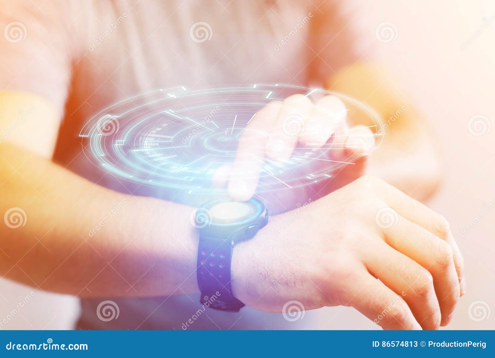 Concept of a Futuristic Tech Wheel Going Out of a Smartwatch Stock ...