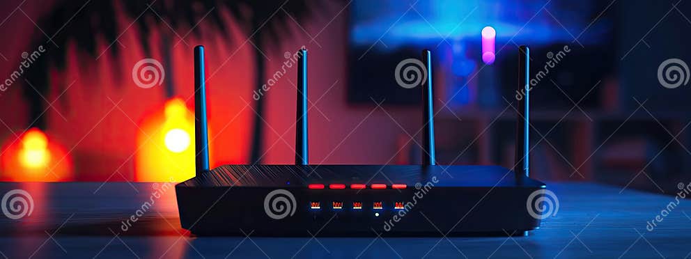 The Concept of a 7G Router. Selective Focus Stock Illustration ...
