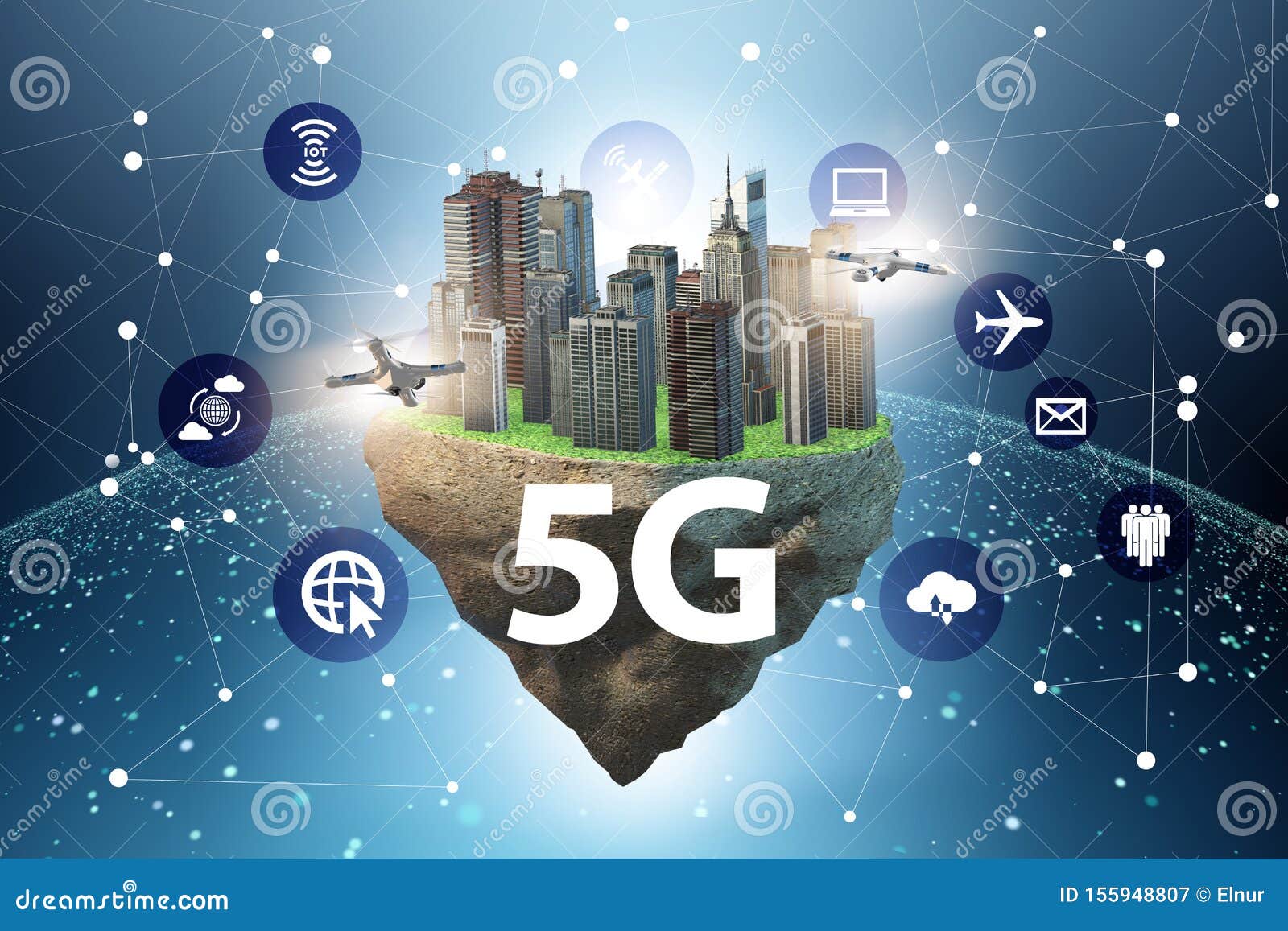 Concept of 5g Technology with Floating Island Stock Image - Image of ...