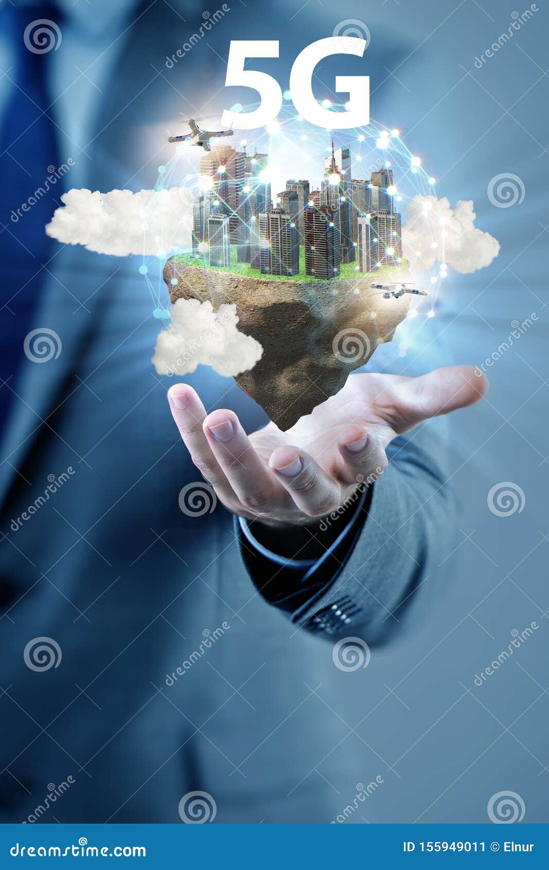 Concept of 5g Technology with Floating Island Stock Image - Image of ...