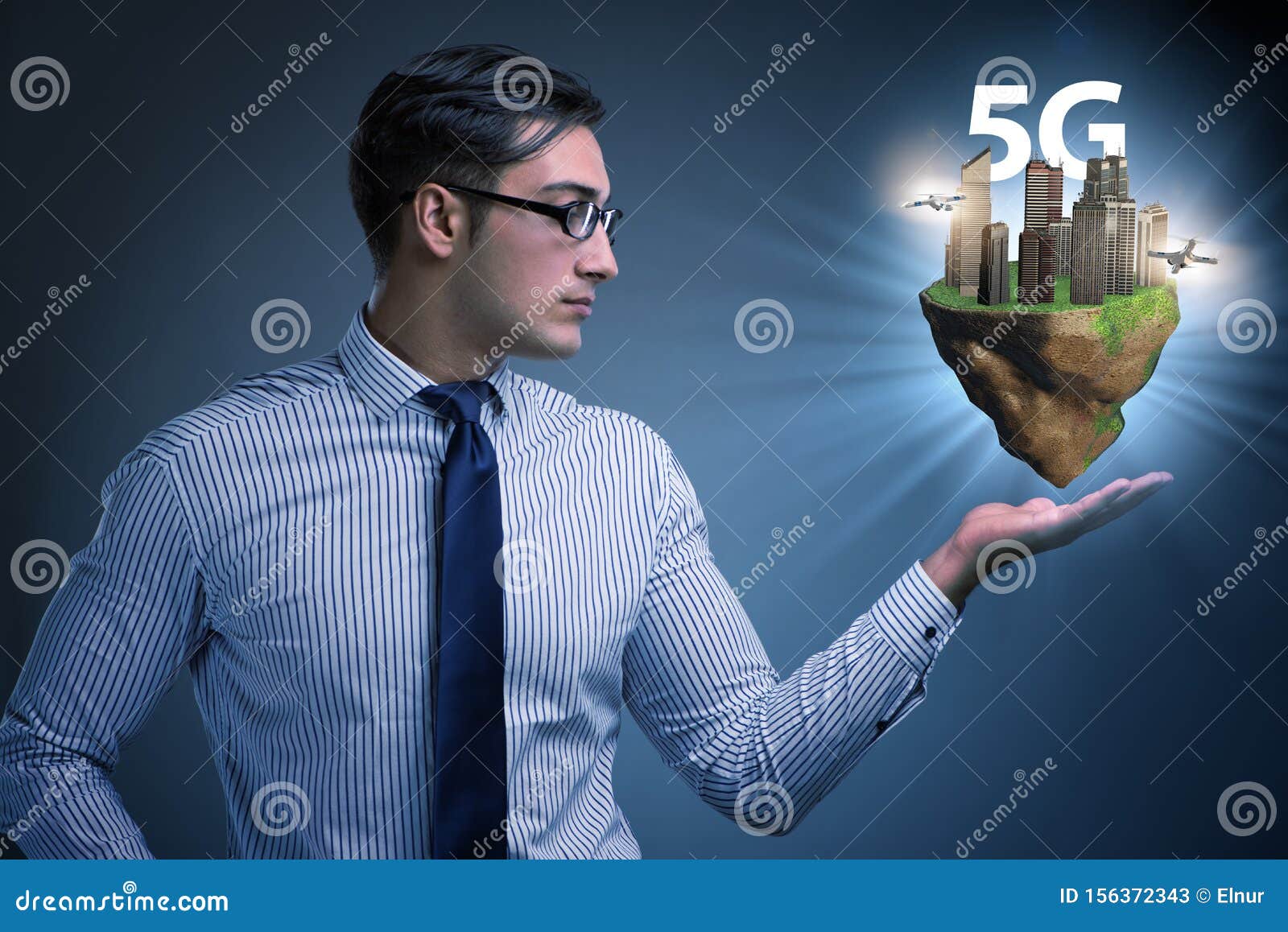 Concept of 5g Technology with Floating Island Stock Image - Image of ...