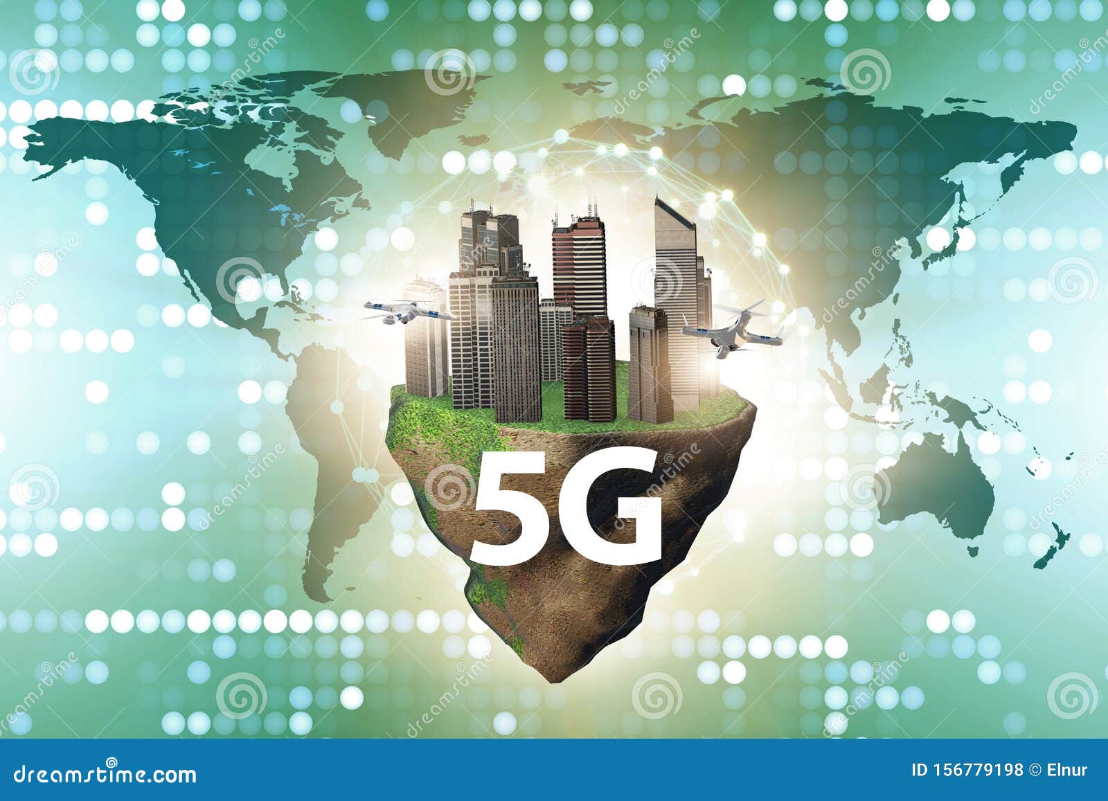 Concept of 5g Technology with Floating Island Stock Photo - Image of ...
