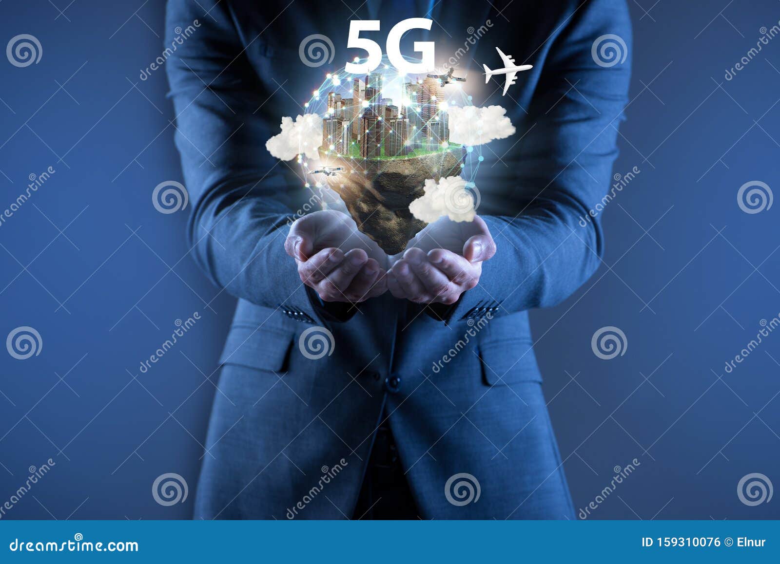 Concept of 5g Technology with Floating Island Stock Photo - Image of ...