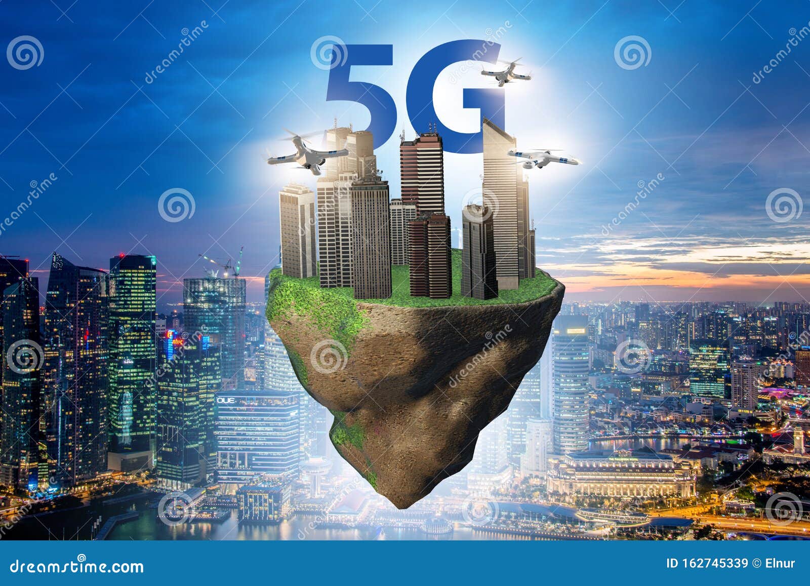 Concept of 5g Technology with Floating Island Stock Image - Image of ...