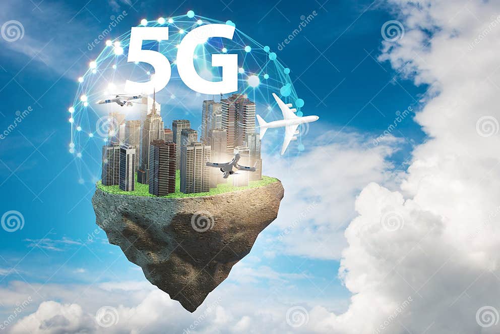 Concept of 5g Technology with Floating Island Stock Photo - Image of ...