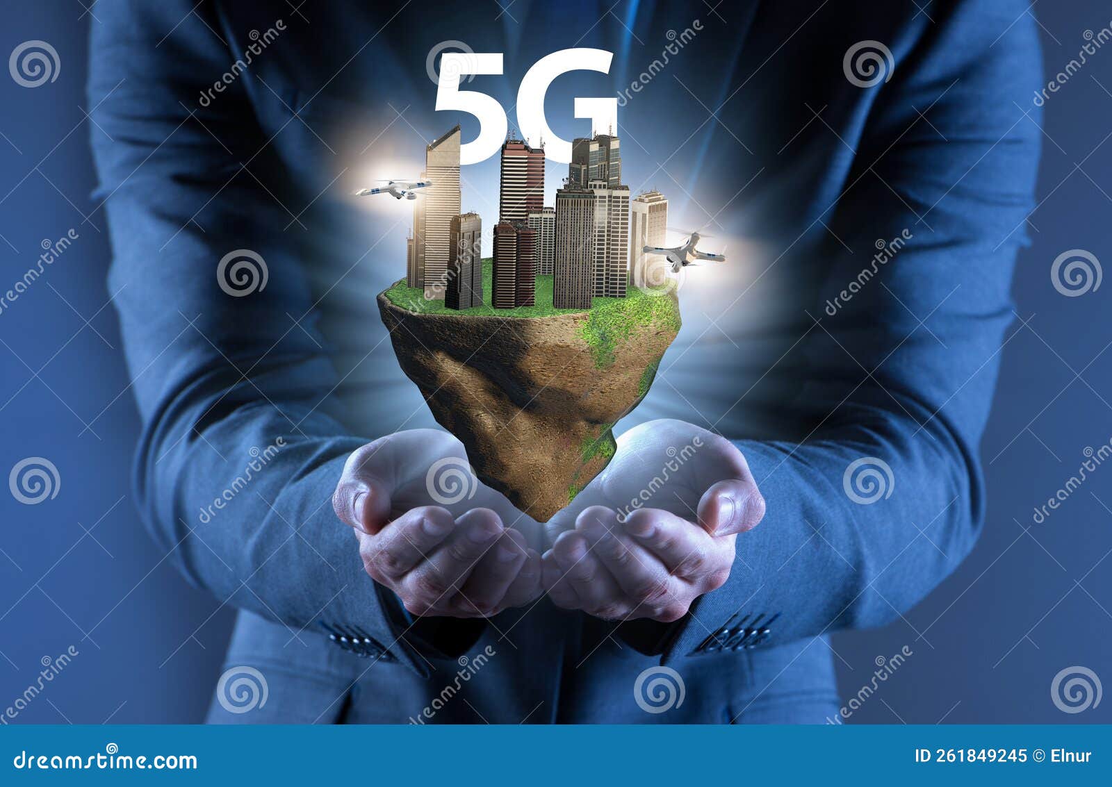 Concept of 5g Technology with Floating Island Stock Image - Image of ...