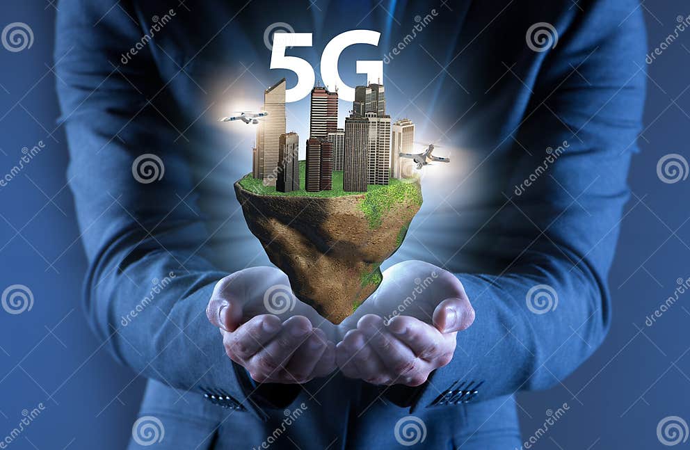 Concept of 5g Technology with Floating Island Stock Image - Image of ...