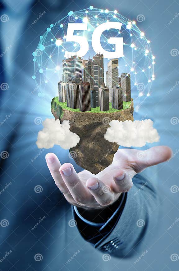 Concept of 5g Technology with Floating Island Stock Photo - Image of ...