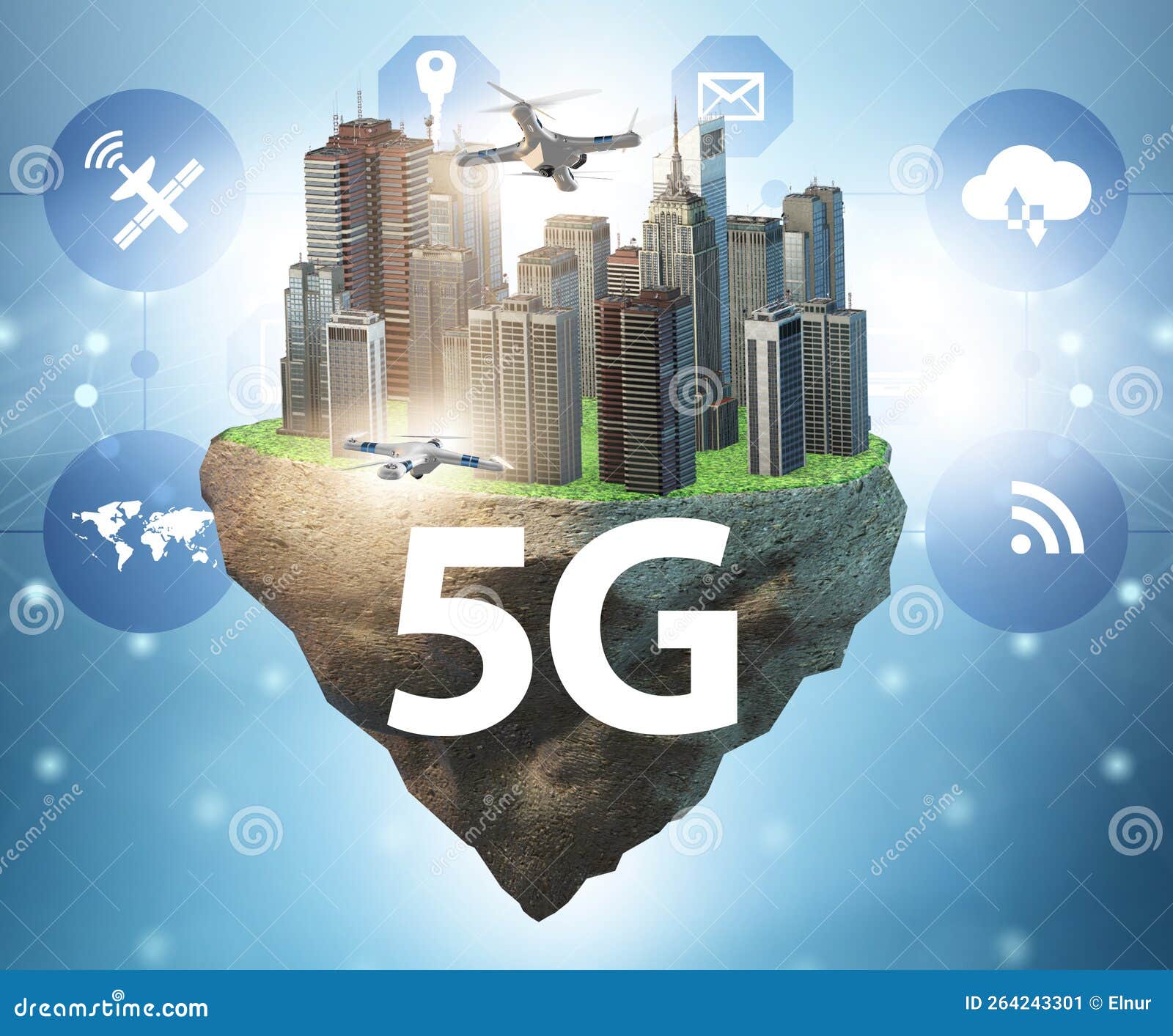 Concept of 5g Technology with Floating Island Stock Image - Image of ...