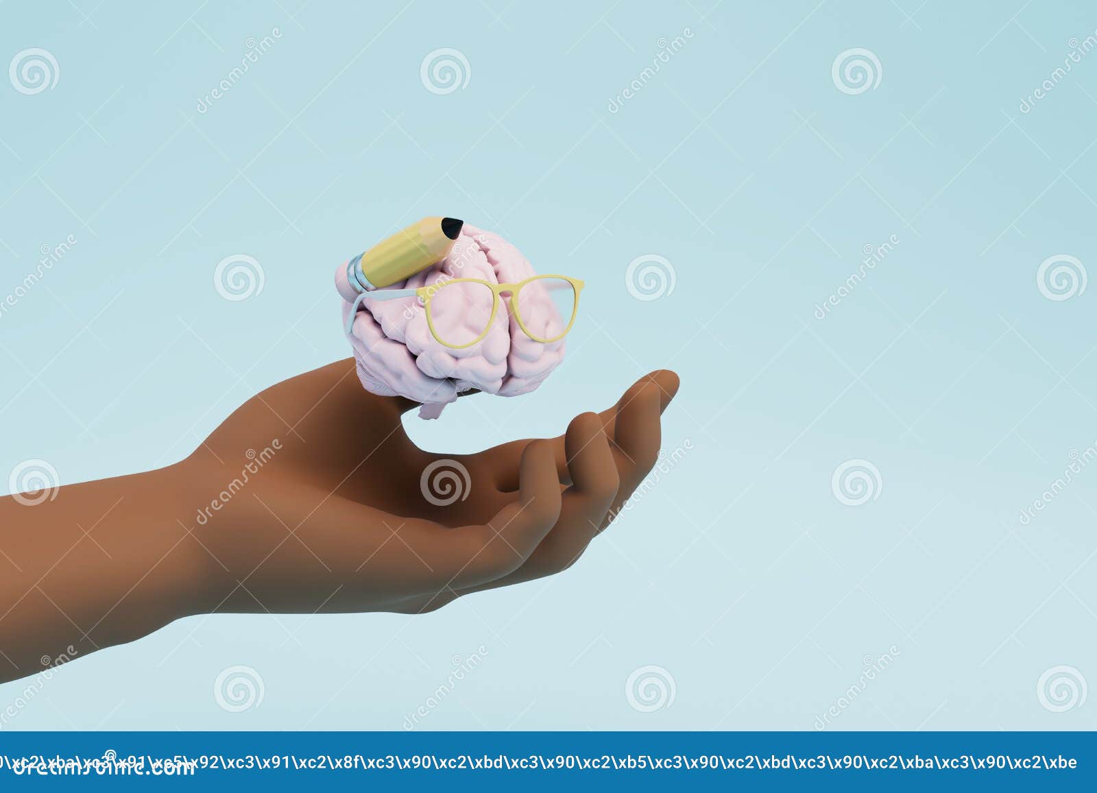 The Concept of Gaining Knowledge. the Hand on Which the Brain is in ...