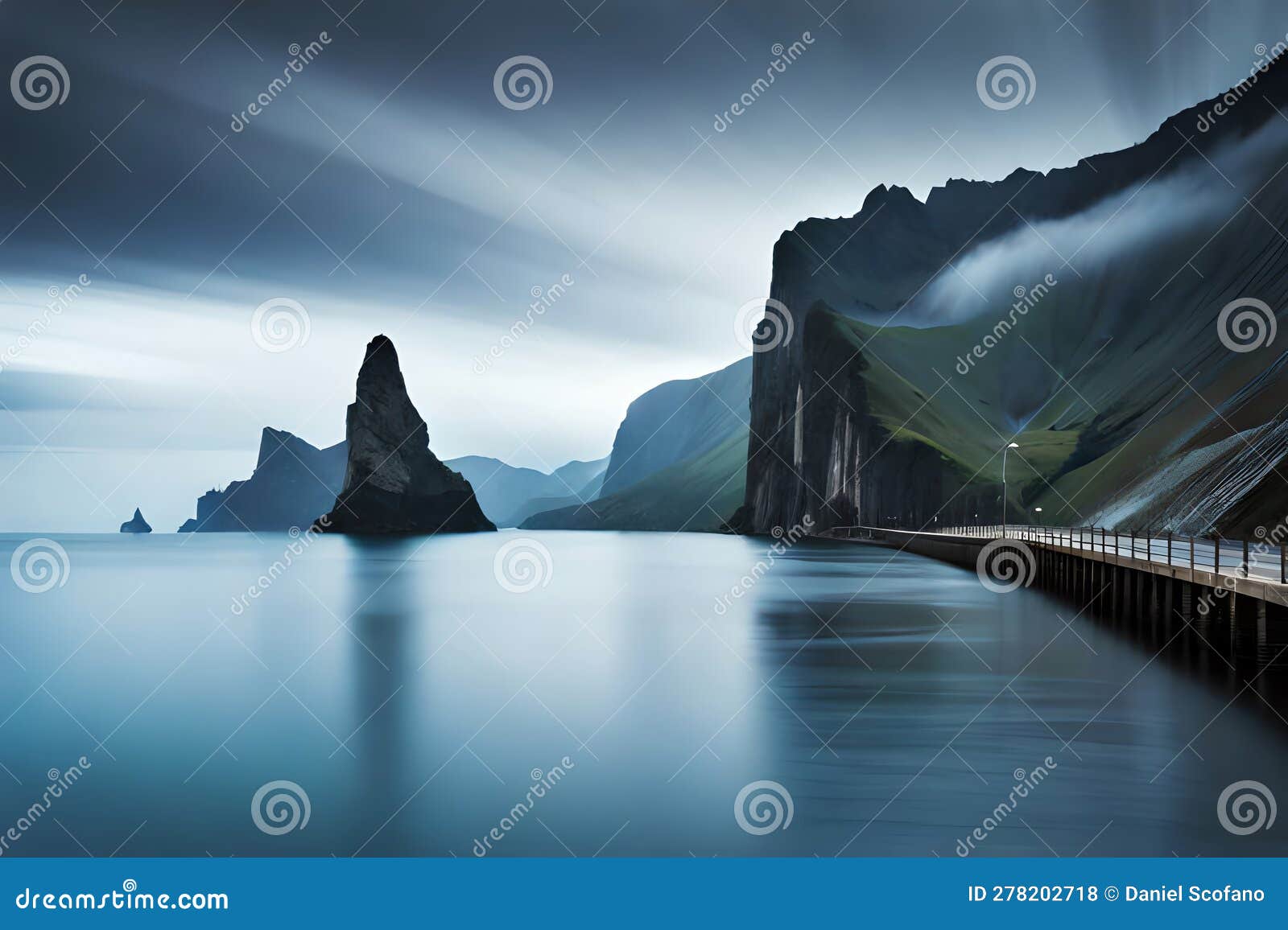 Gap of the Abyss Cliff Edge on the Gray Cloudy Sky, the Challenge Route ...