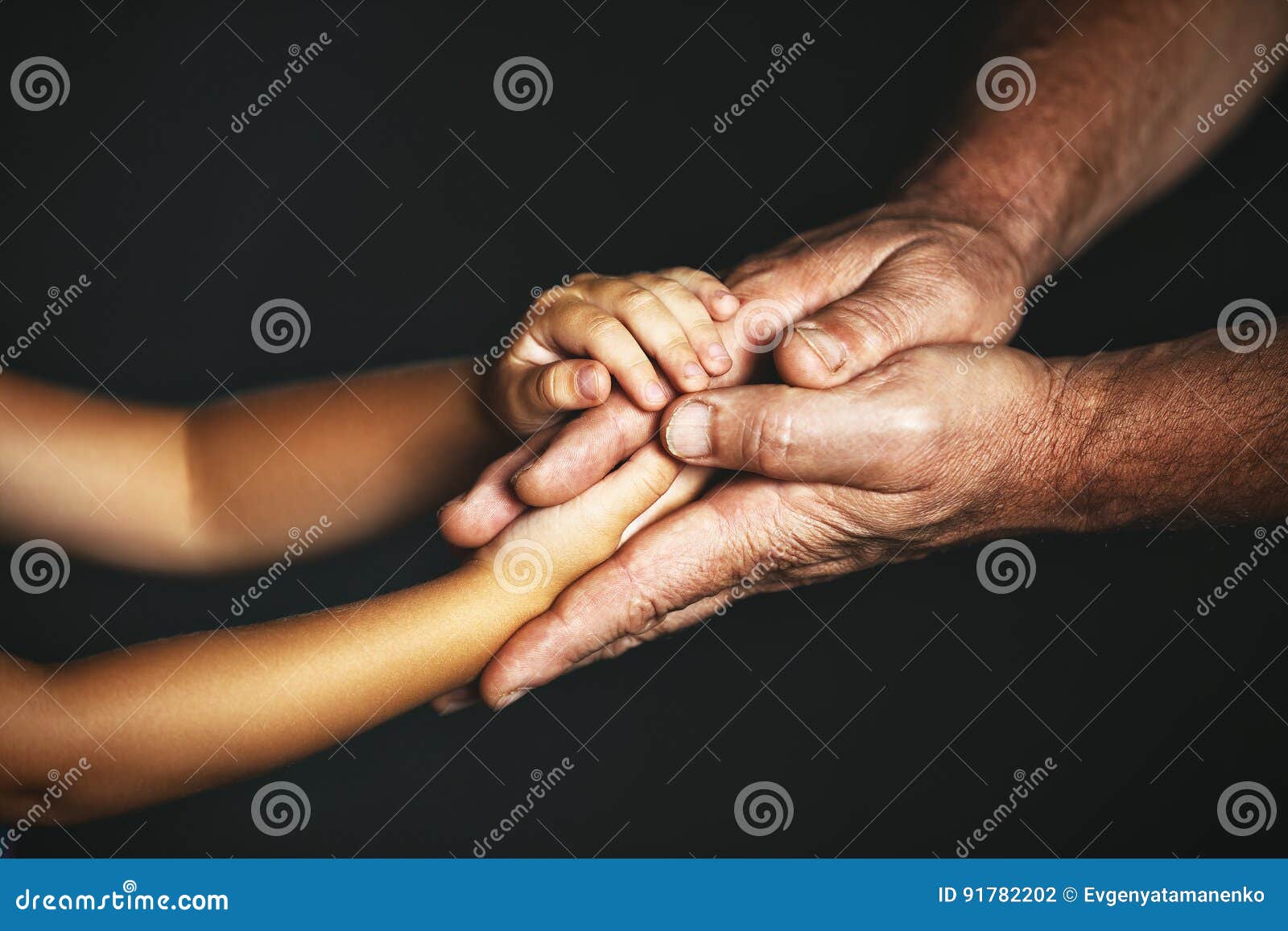 Concept of Generations. Hand of a Child and an Elderly Person Stock ...